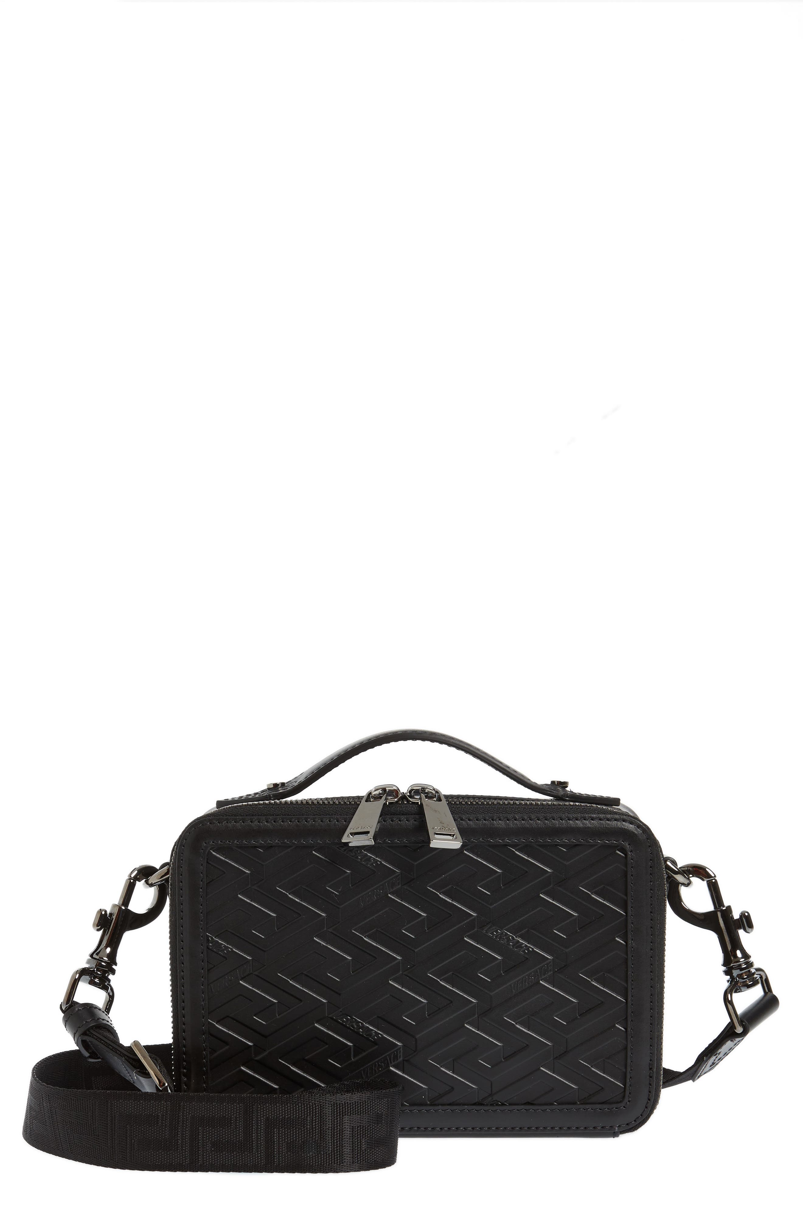 Versace La Greca Monogram Embossed Leather Camera Bag | Nordstrom