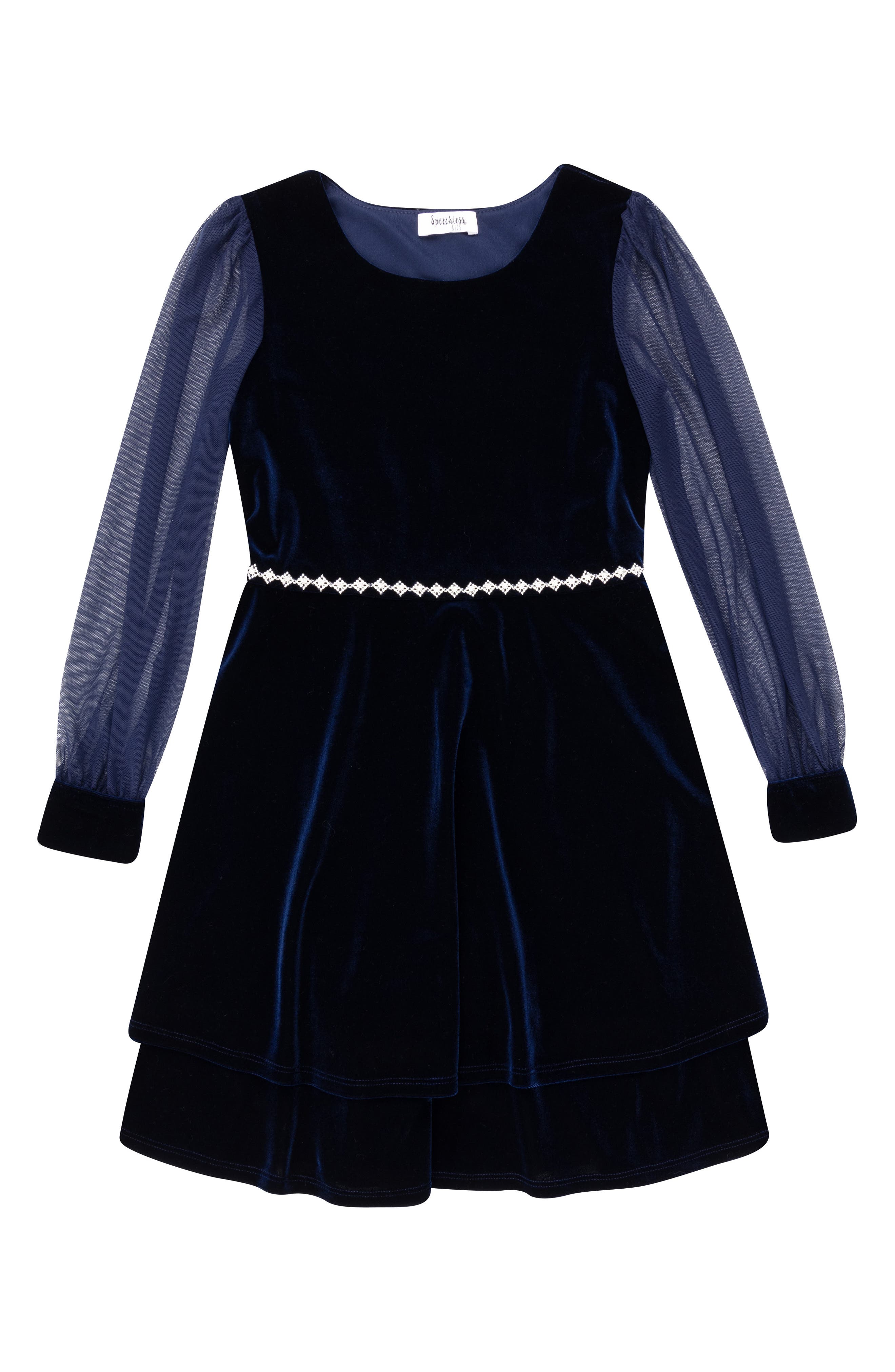 Speechless Kids' Sheer Sleeve Velvet Dress | Nordstromrack