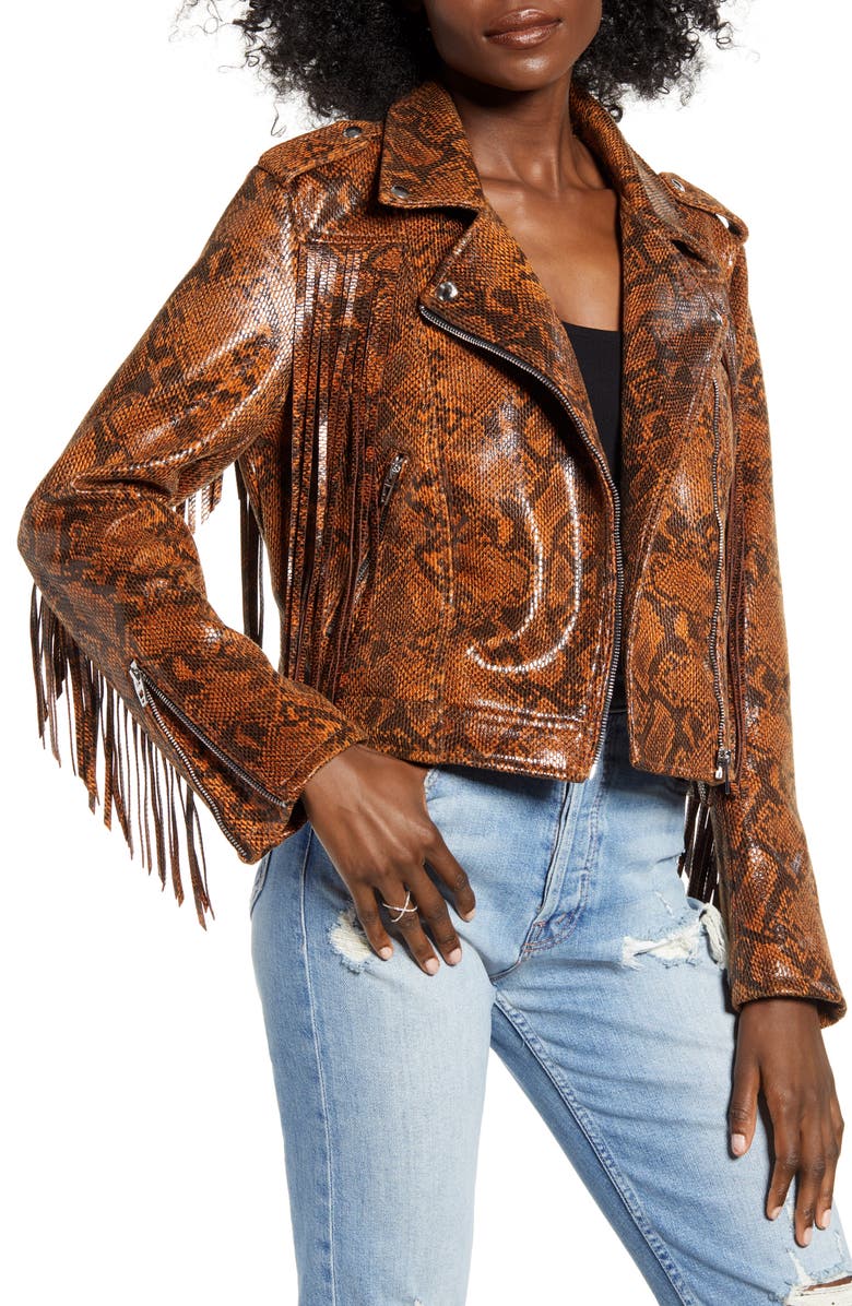 BLANKNYC Word of Mouth Snake Print Faux Leather Jacket | Nordstromrack