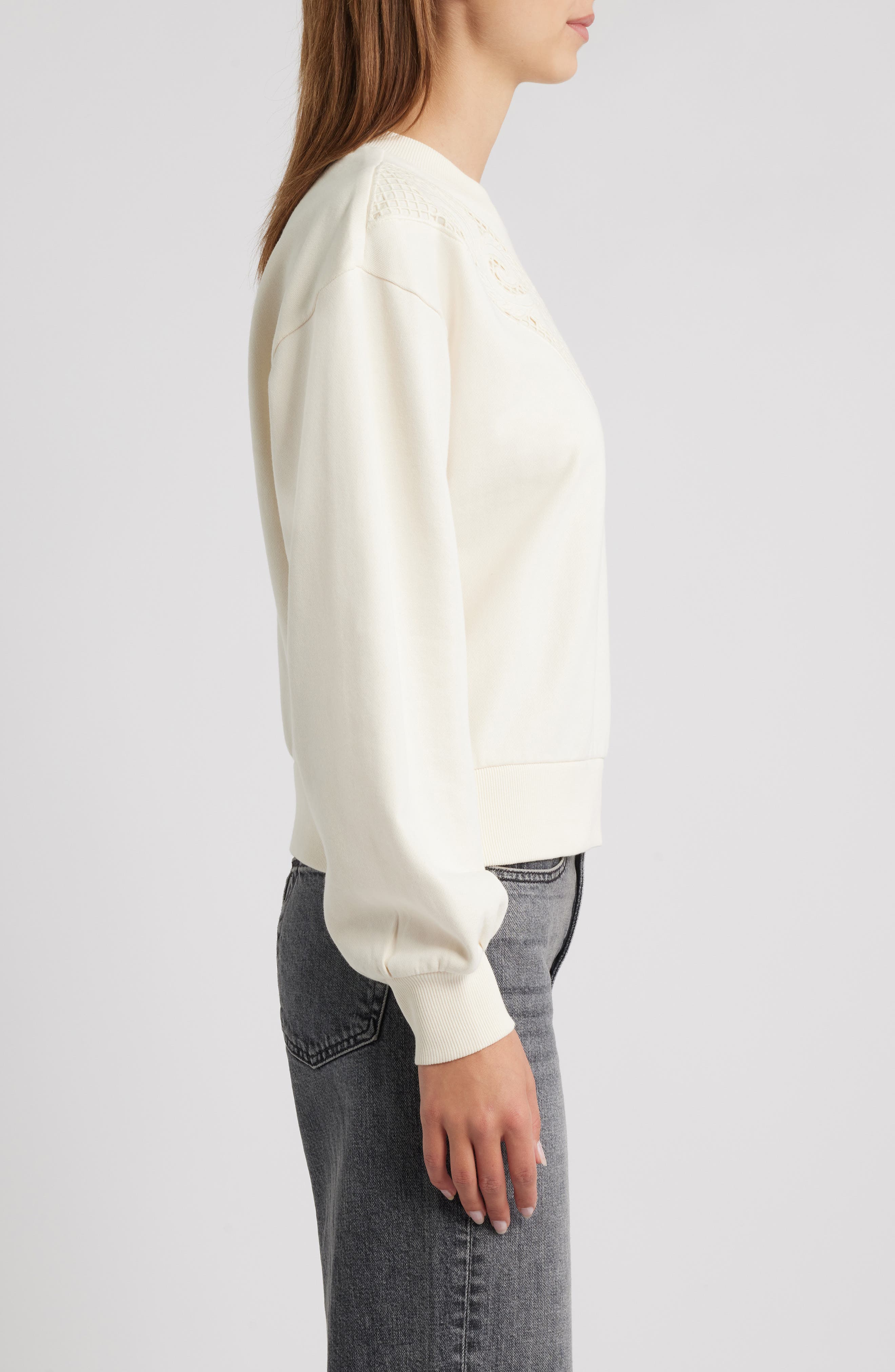 PAIGE Nimona Lace Trim Sweatshirt | Nordstromrack