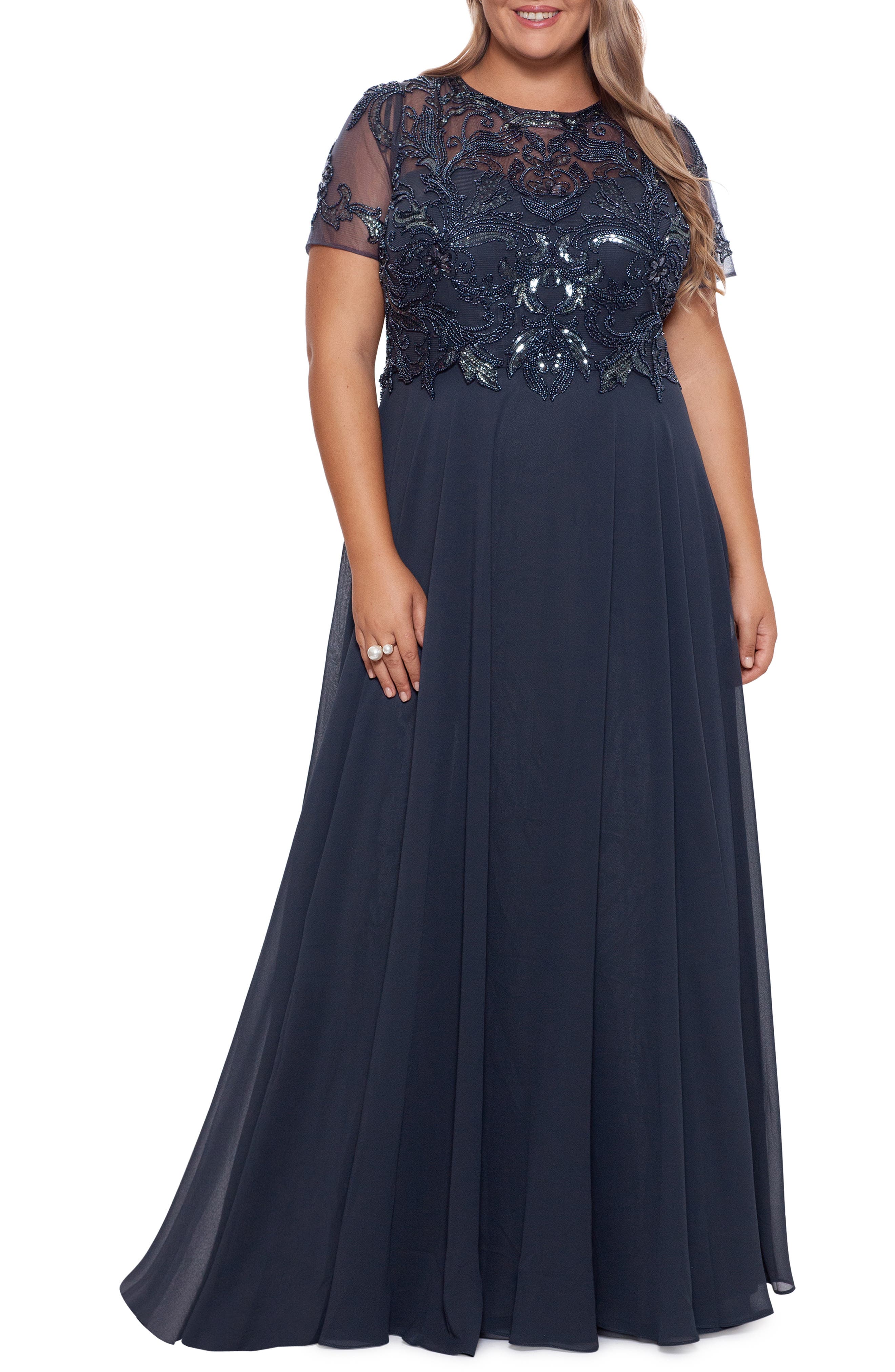 Xscape Evenings Beaded Chiffon A-Line Gown | Nordstrom
