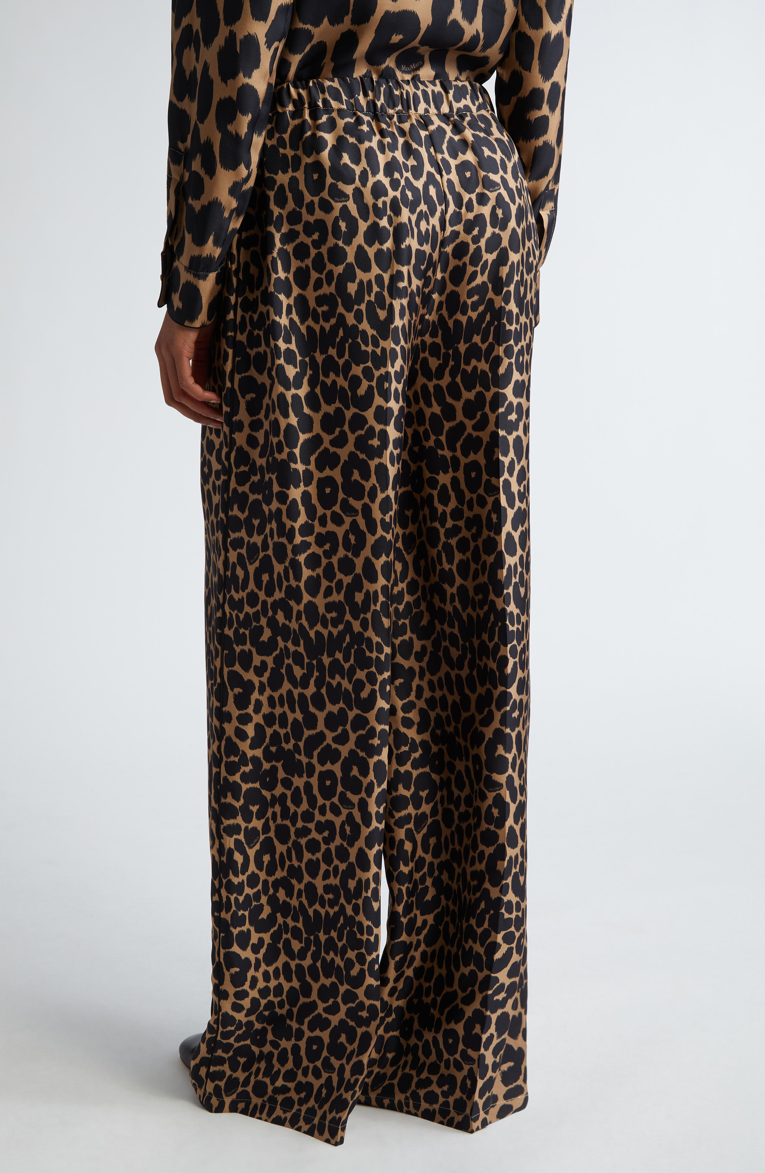 Max Mara Ghinea Leopard Print Silk Wide Leg Pants | Nordstrom