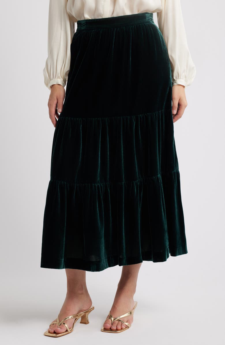 Boden Viv Tiered Velvet Maxi Skirt | Nordstromrack