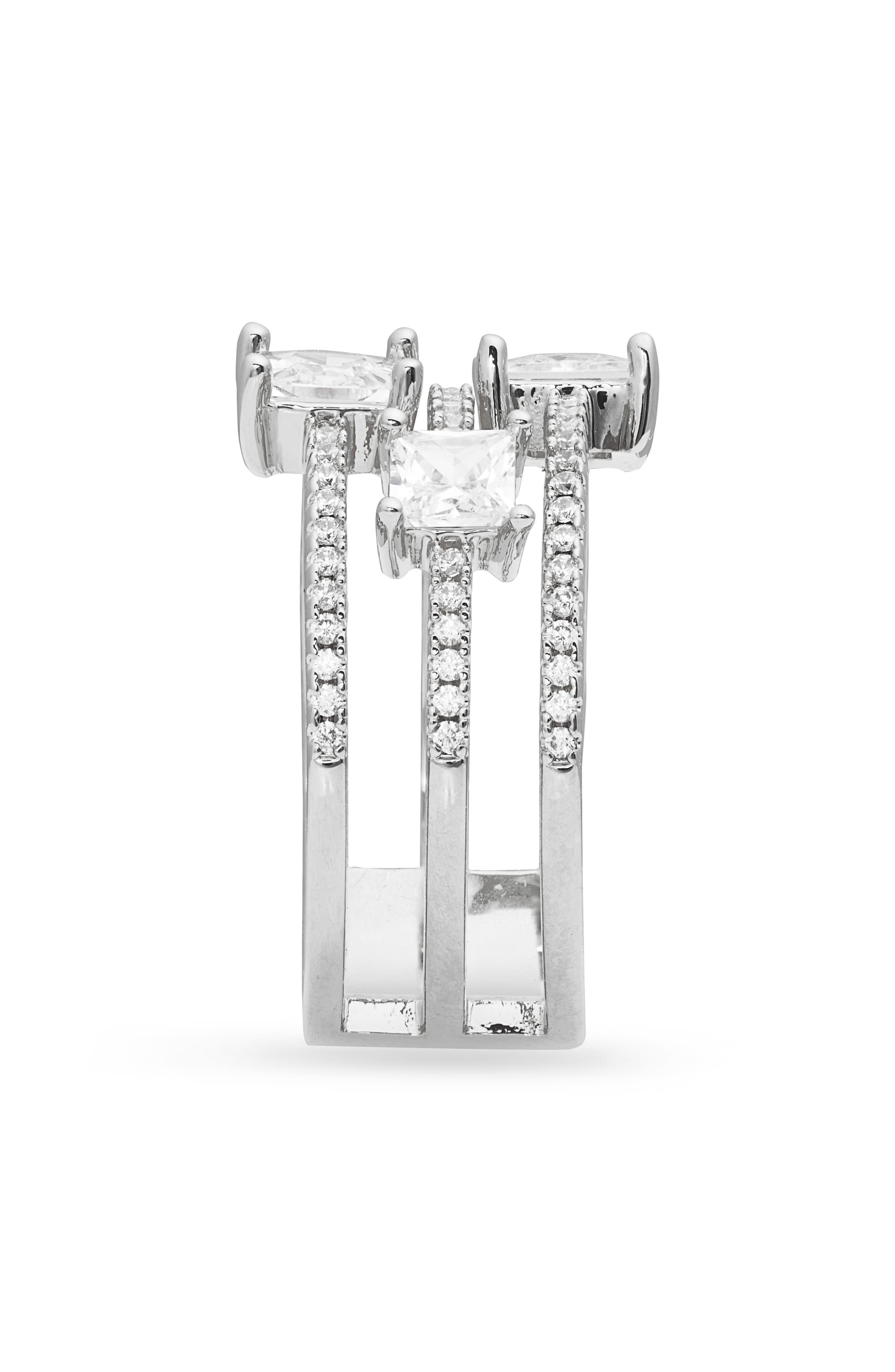 Nordstrom Triple Emerald Cut Cubic Zirconia Ring | Nordstromrack