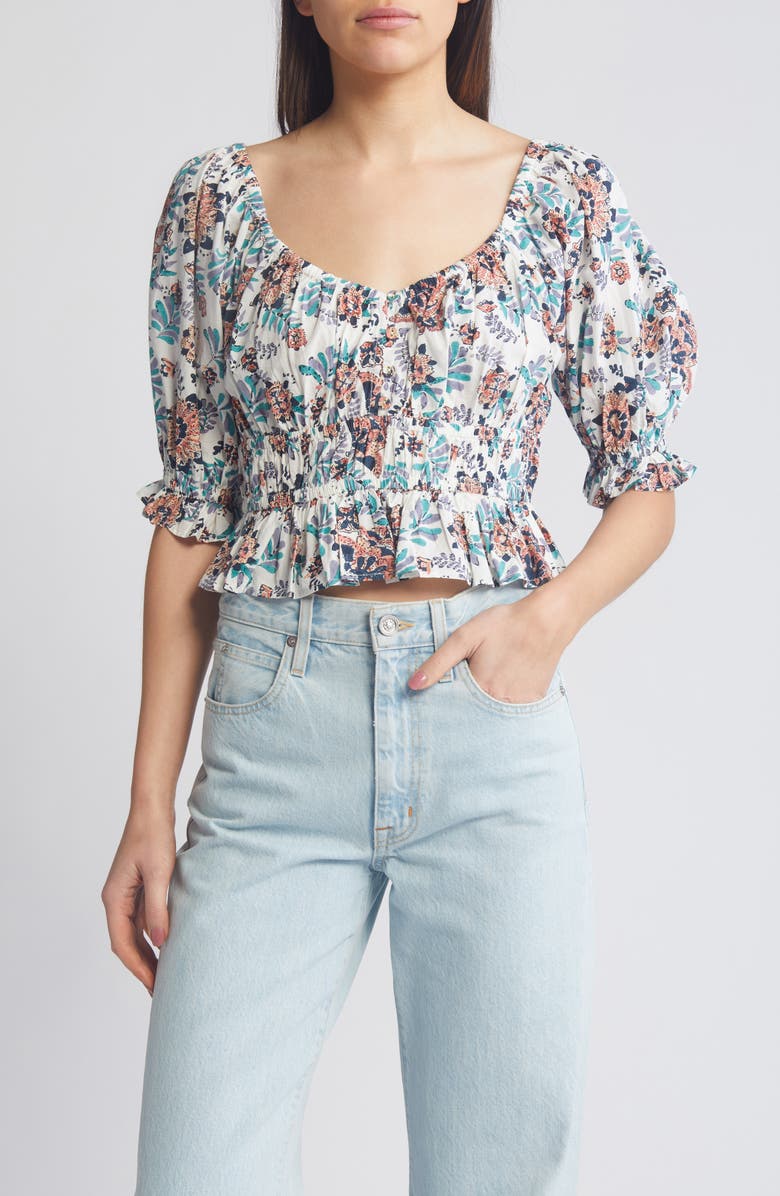 Cleobella Rebecca Floral Ruffle Organic Cotton Crop Top | Nordstromrack