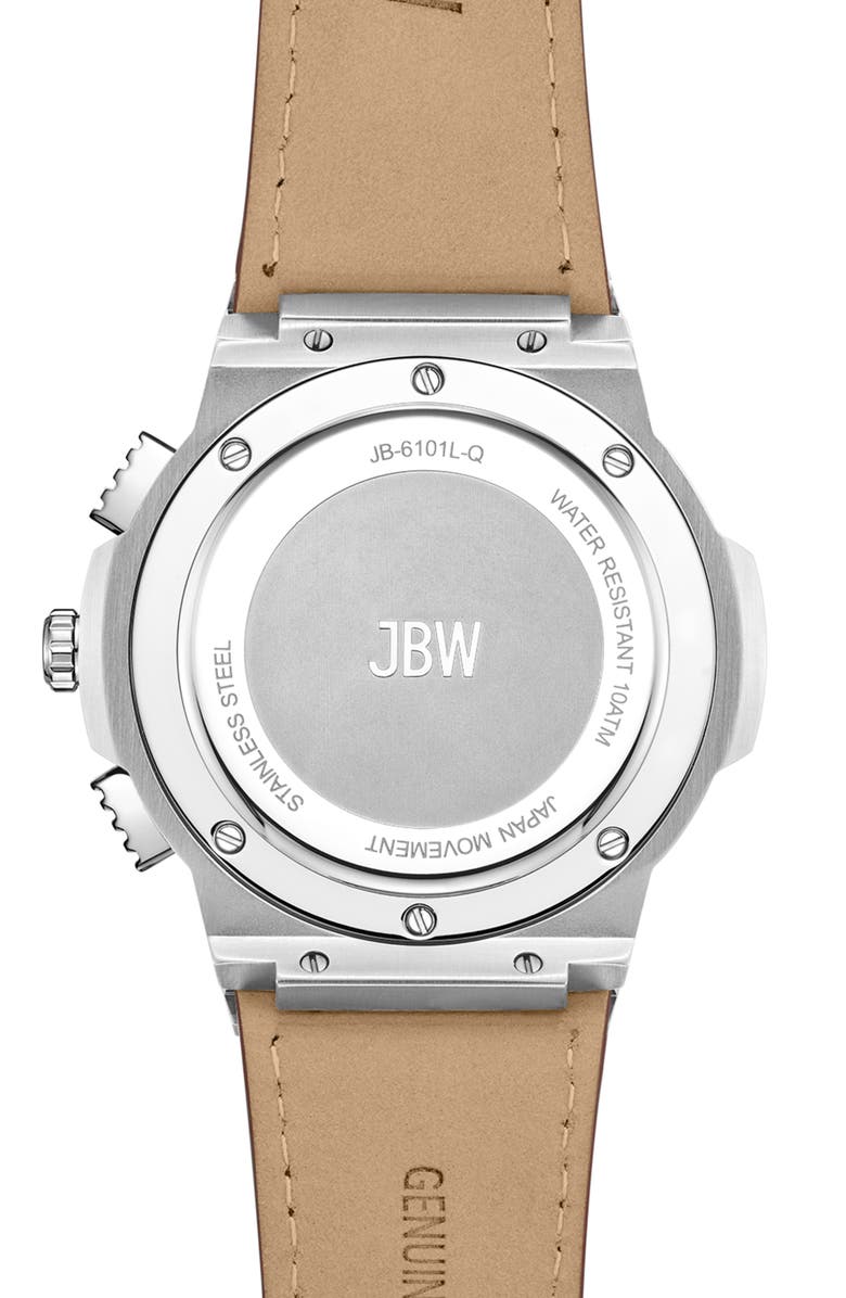 JBW Saxon Diamond Croc Embossed Leather Strap Watch, 44mm - 0.08 ctw ...