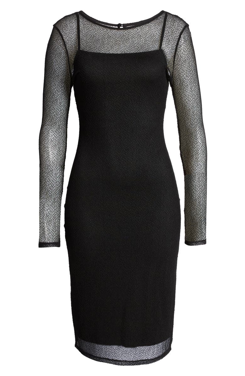 Chelsea28 Mesh Overlay Long Sleeve Dress | Nordstrom