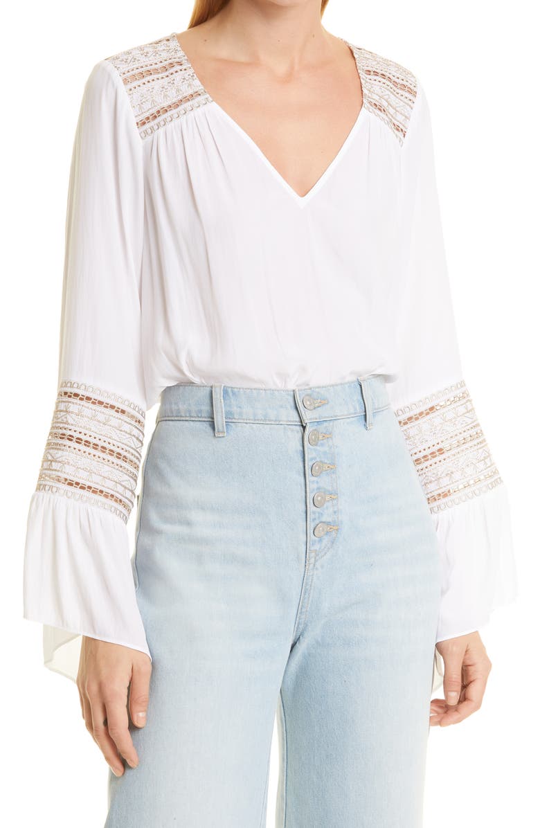 Ramy Brook Curtis Embroidered Bell Sleeve Top | Nordstromrack