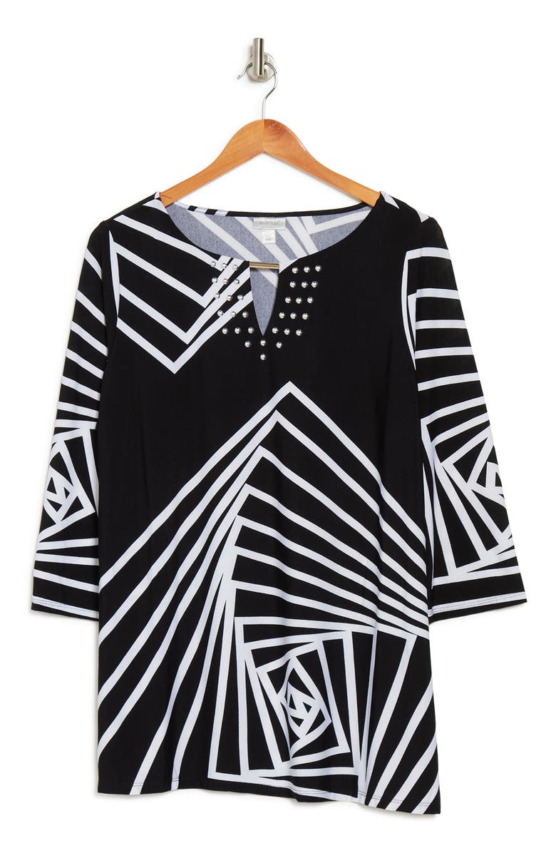 AVENUE Mono Geo Keyhole Tunic Top | Nordstromrack