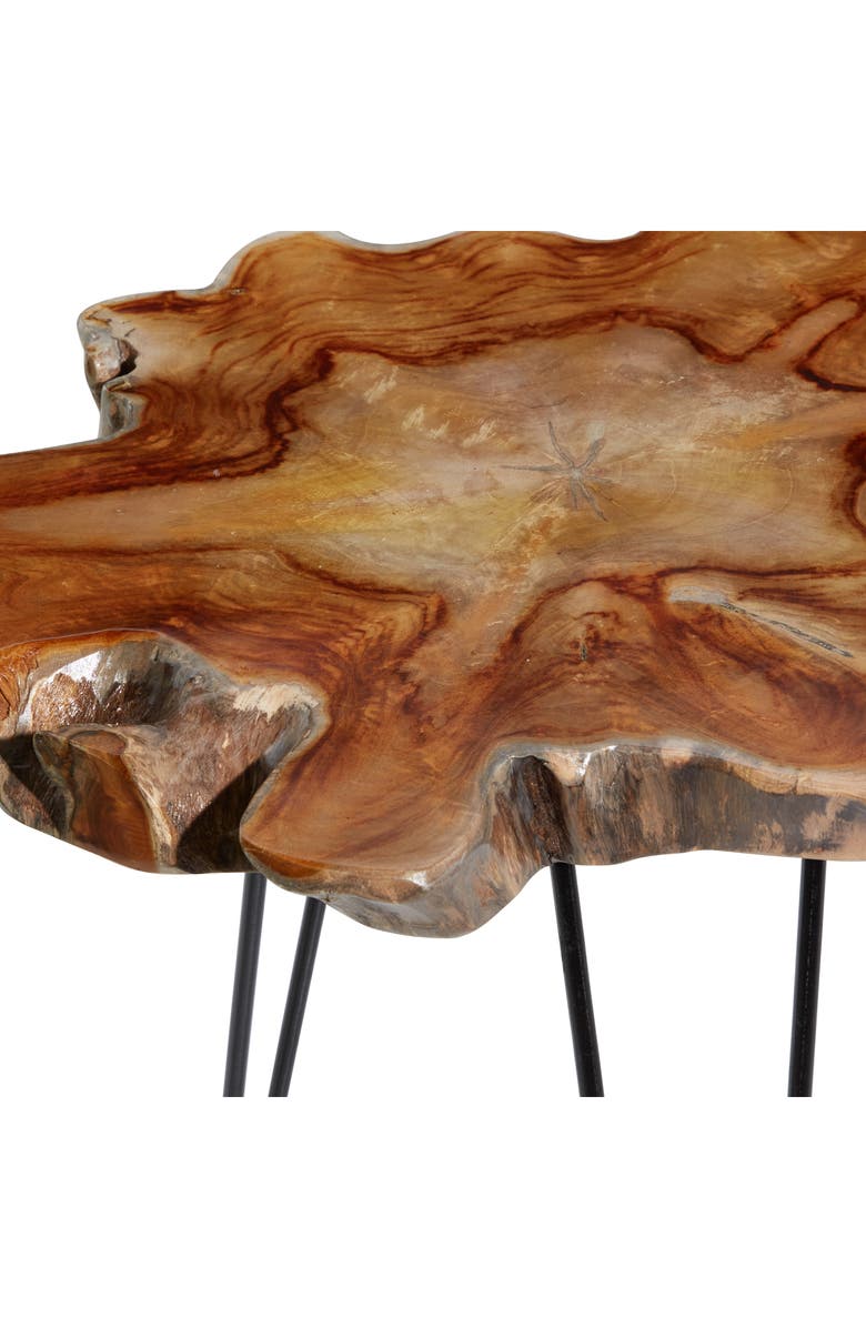GINGER BIRCH STUDIO Brown Teak Wood Contemporary Accent Table with ...