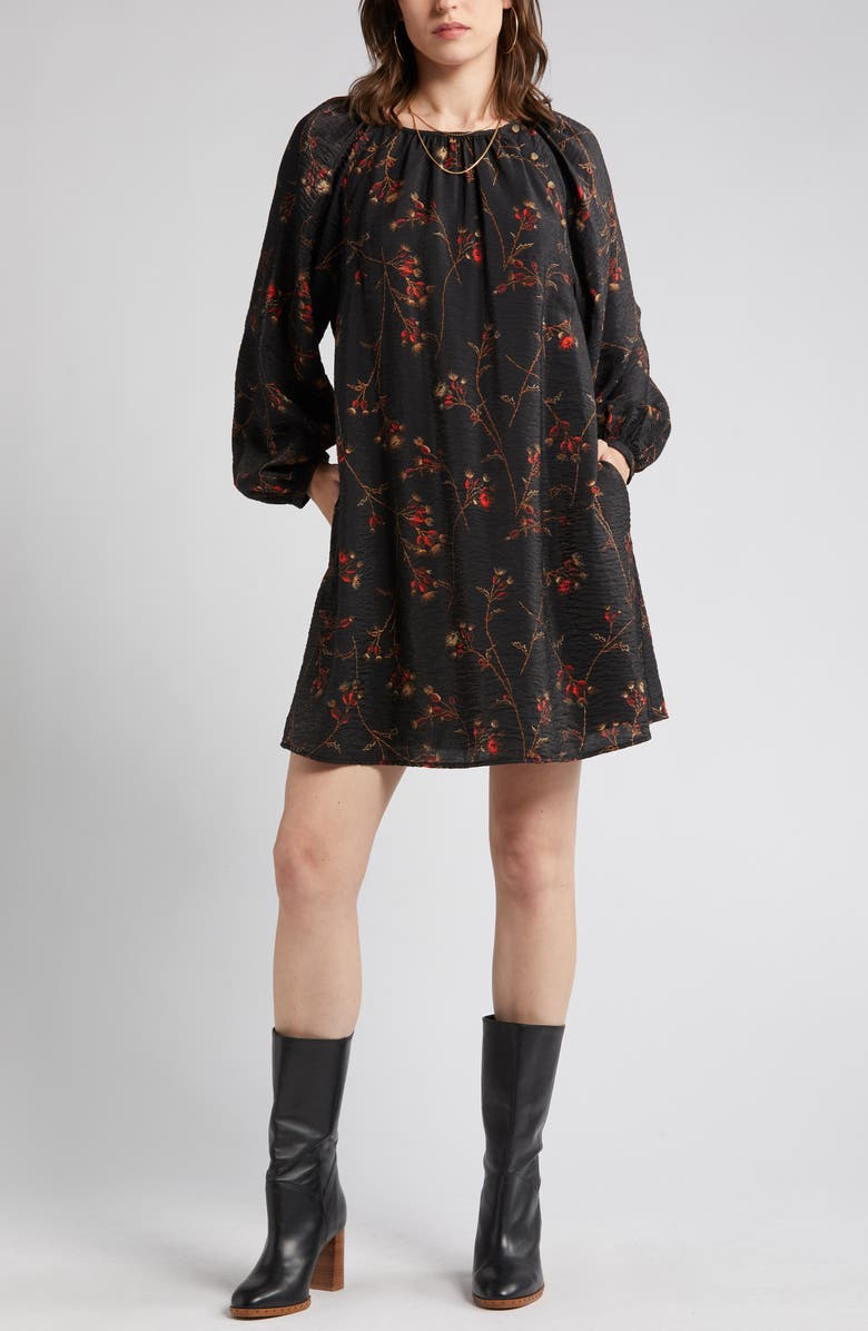 Treasure & Bond Floral Long Sleeve Shift Dress | Nordstromrack