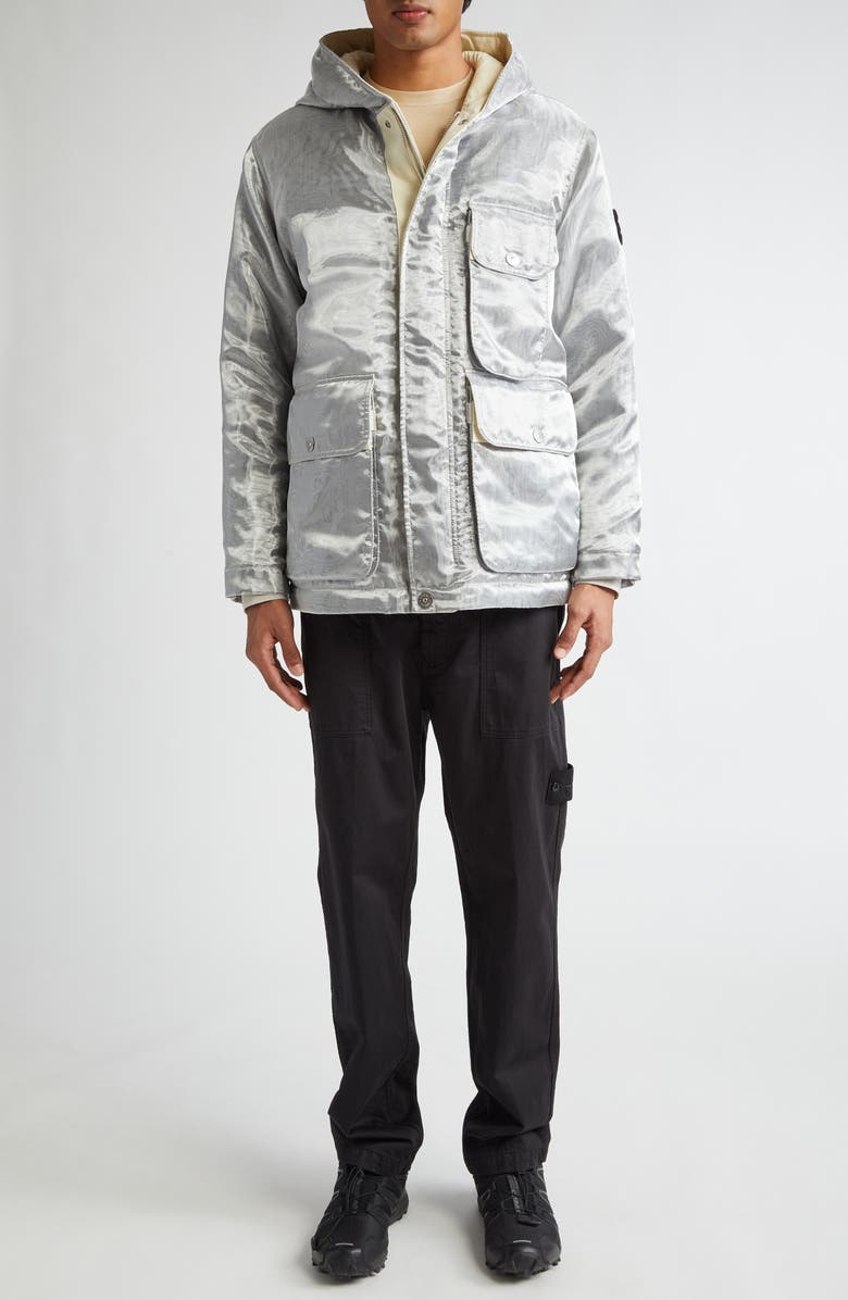 Stone Island Hooded Metallic Down Jacket | Nordstrom