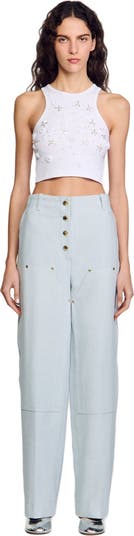 SANDRO Beaded and rhinestone tank top | Nordstrom