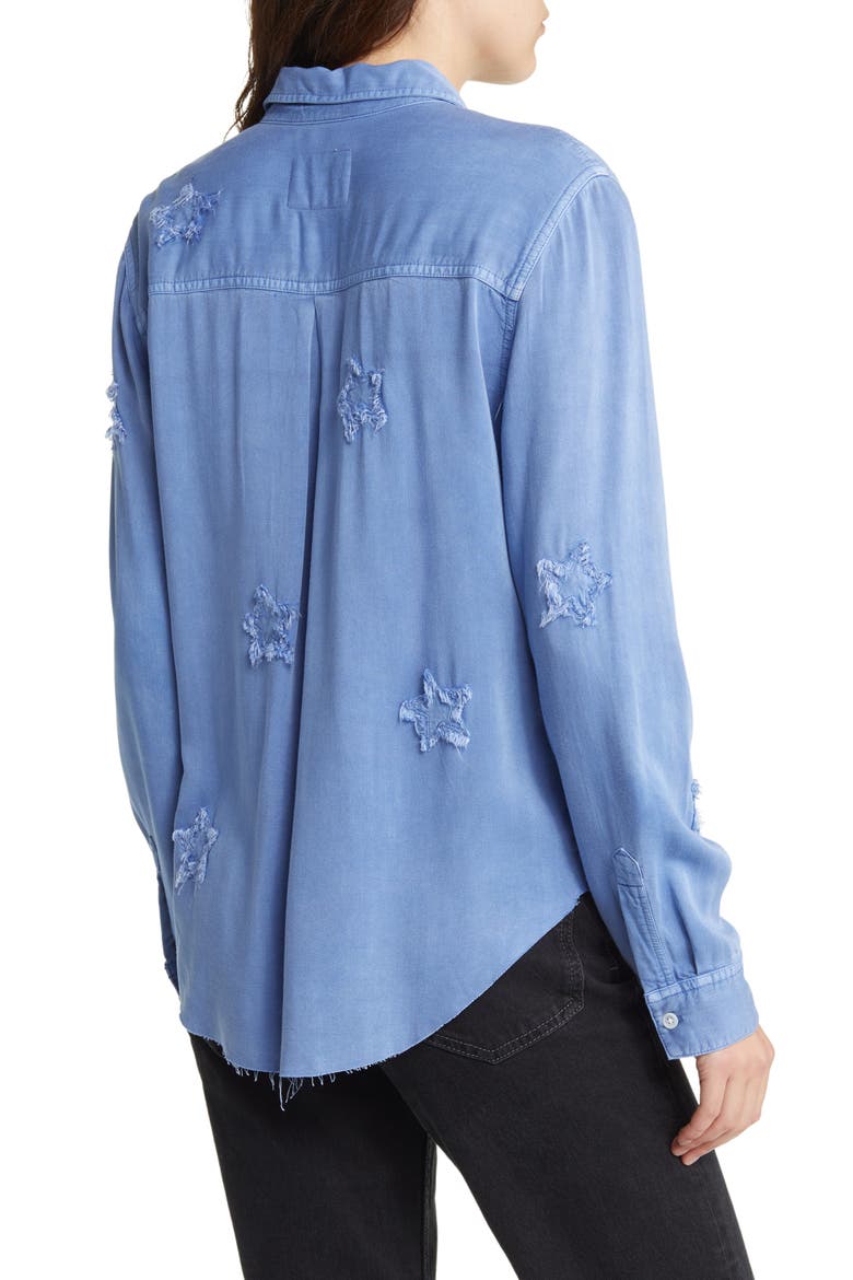 Ingrid Star Appliqué Raw Hem Button-Up Shirt (Women) | Nordstromrack