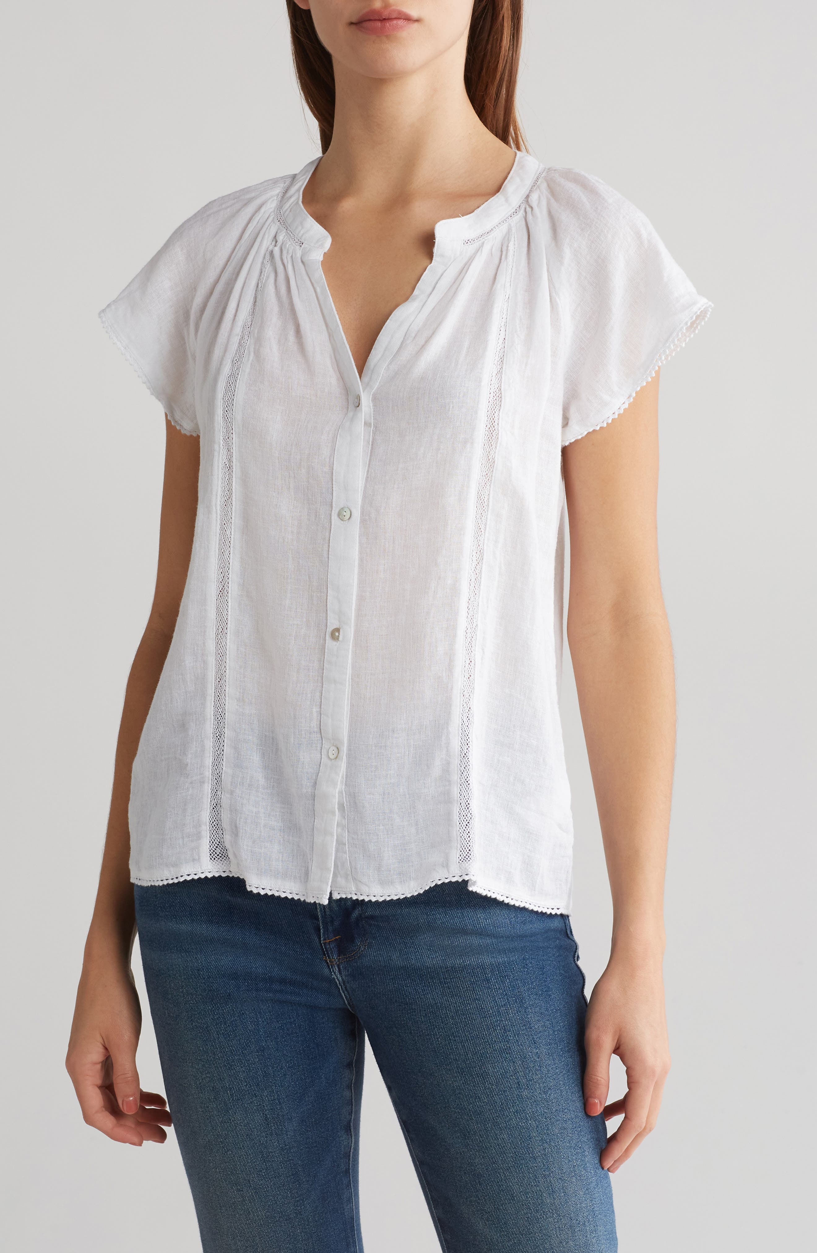 Rails Alena Linen Blend Button-Up Top | Nordstromrack