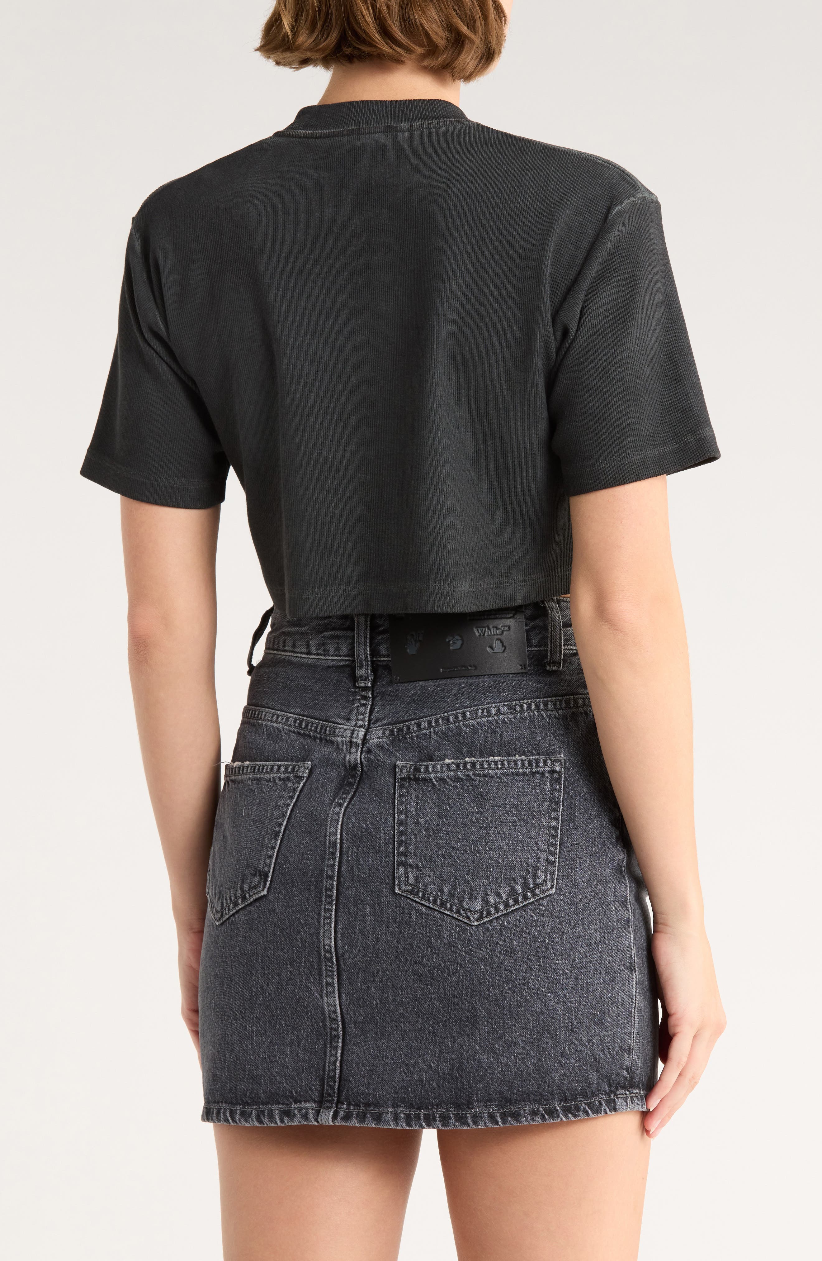Off-White Stamp Logo Ribbed Crop T-Shirt | Nordstromrack