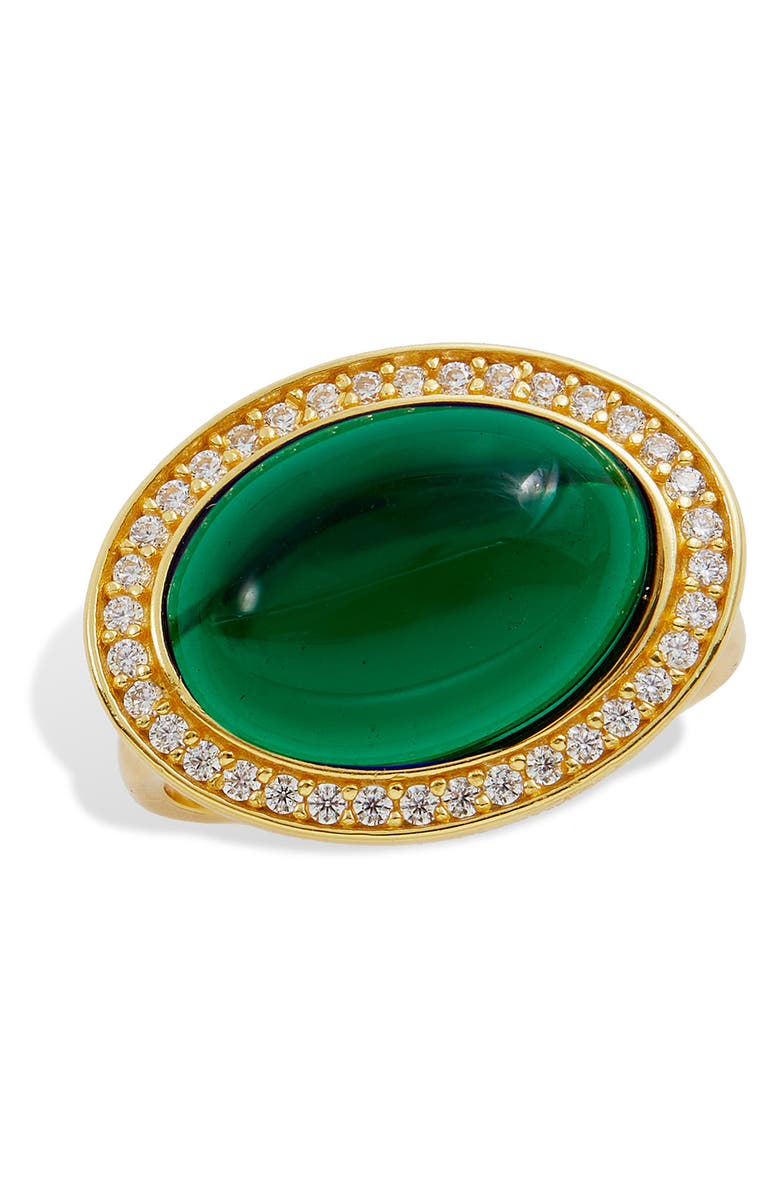 SAVVY CIE JEWELS 18K Gold Vermeil Oval Stone CZ Halo Ring | Nordstromrack