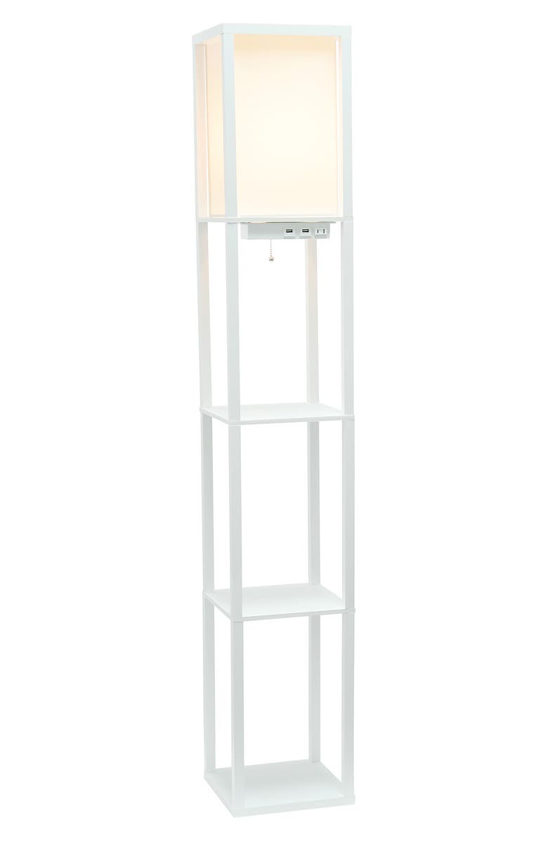 LALIA HOME Floor Lamp Etagere Organizer Storage Shelf with 2 USB ...