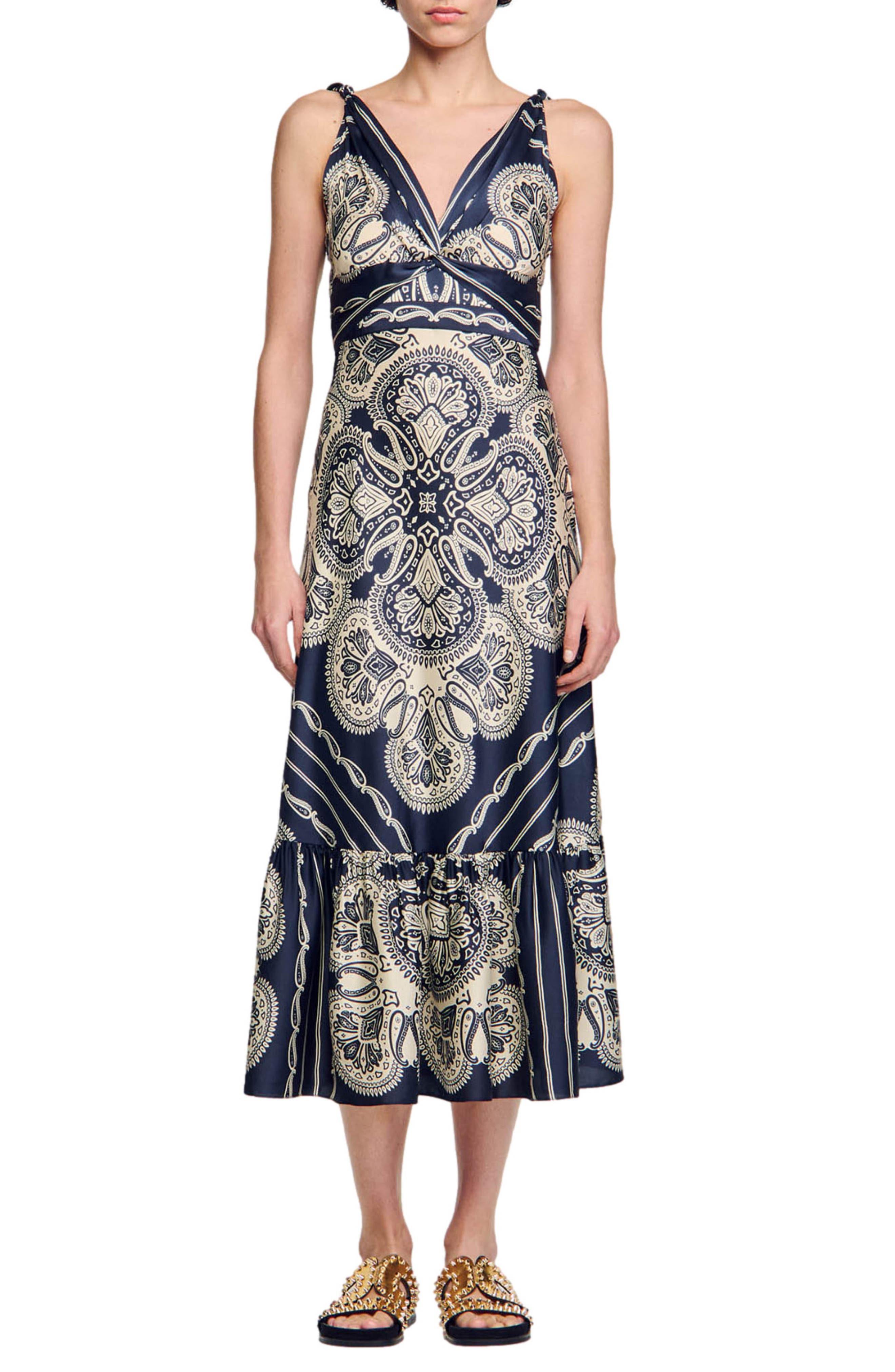 SANDRO Dayane Twist Midi Dress | Nordstromrack