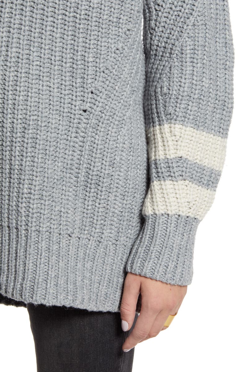 Treasure & Bond Stripe Sleeve Oversize V-Neck Sweater | Nordstrom