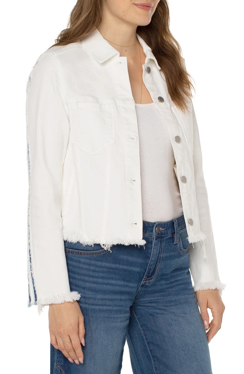 Liverpool Los Angeles Frayed Crop Hem Denim Jacket | Nordstrom