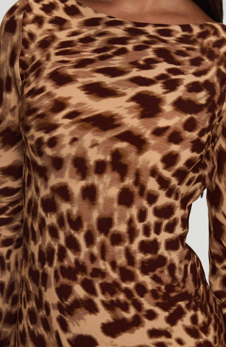Princess Polly Halo Bias Cut Leopard Print Long Sleeve Minidress ...