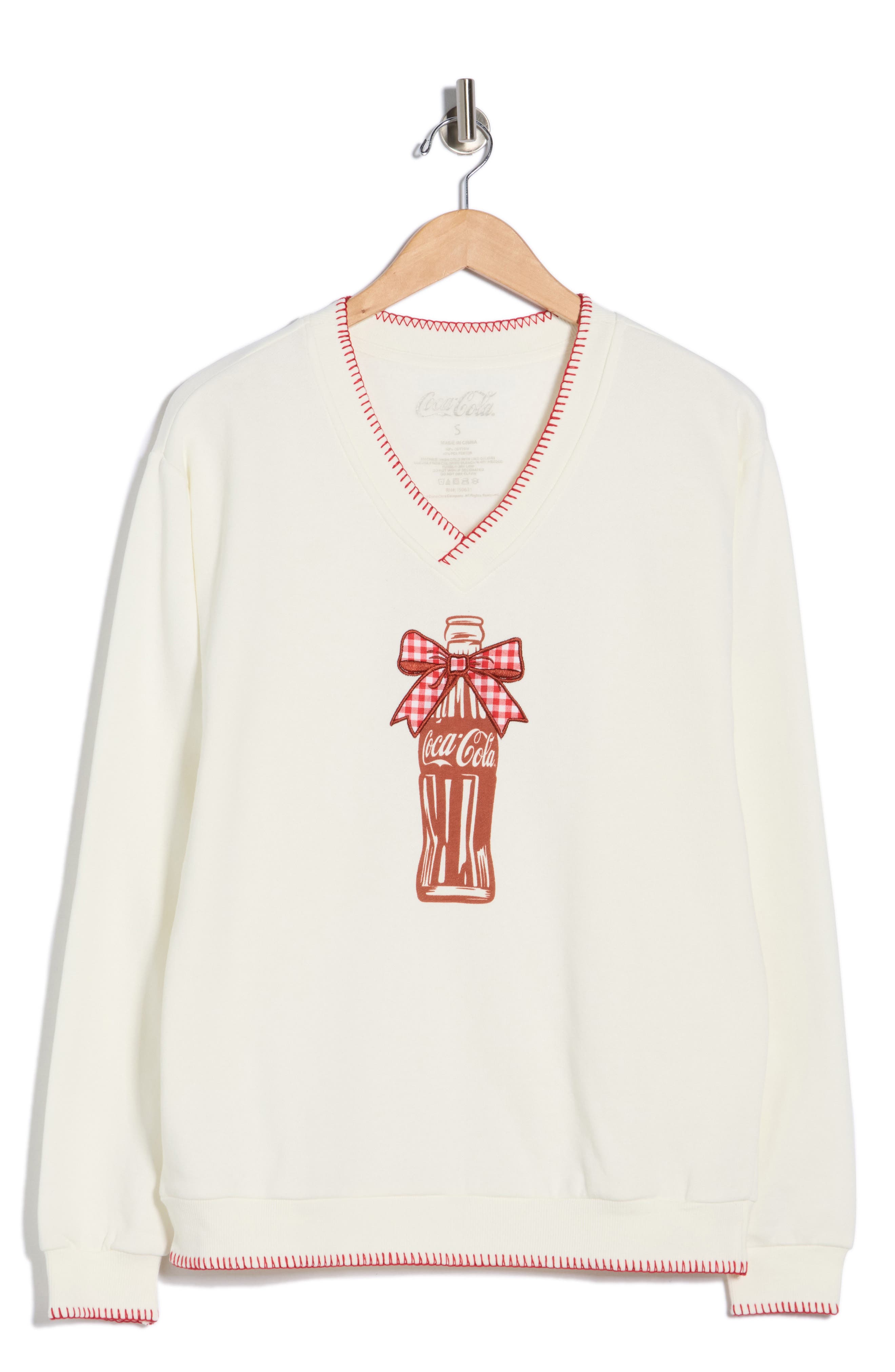 Hi Res Coca Cola Plaid Bow Christmas Sweatshirt | Nordstromrack
