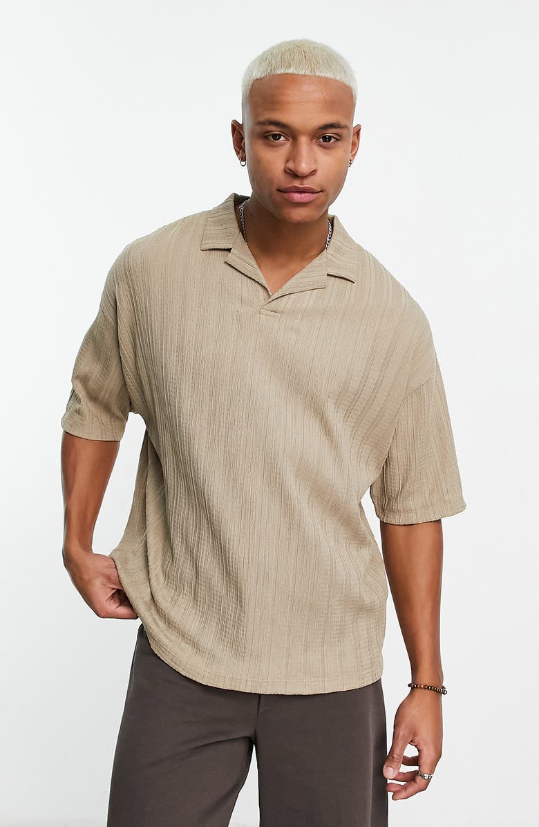 ASOS DESIGN Textured Oversize Polo Camp Shirt | Nordstrom