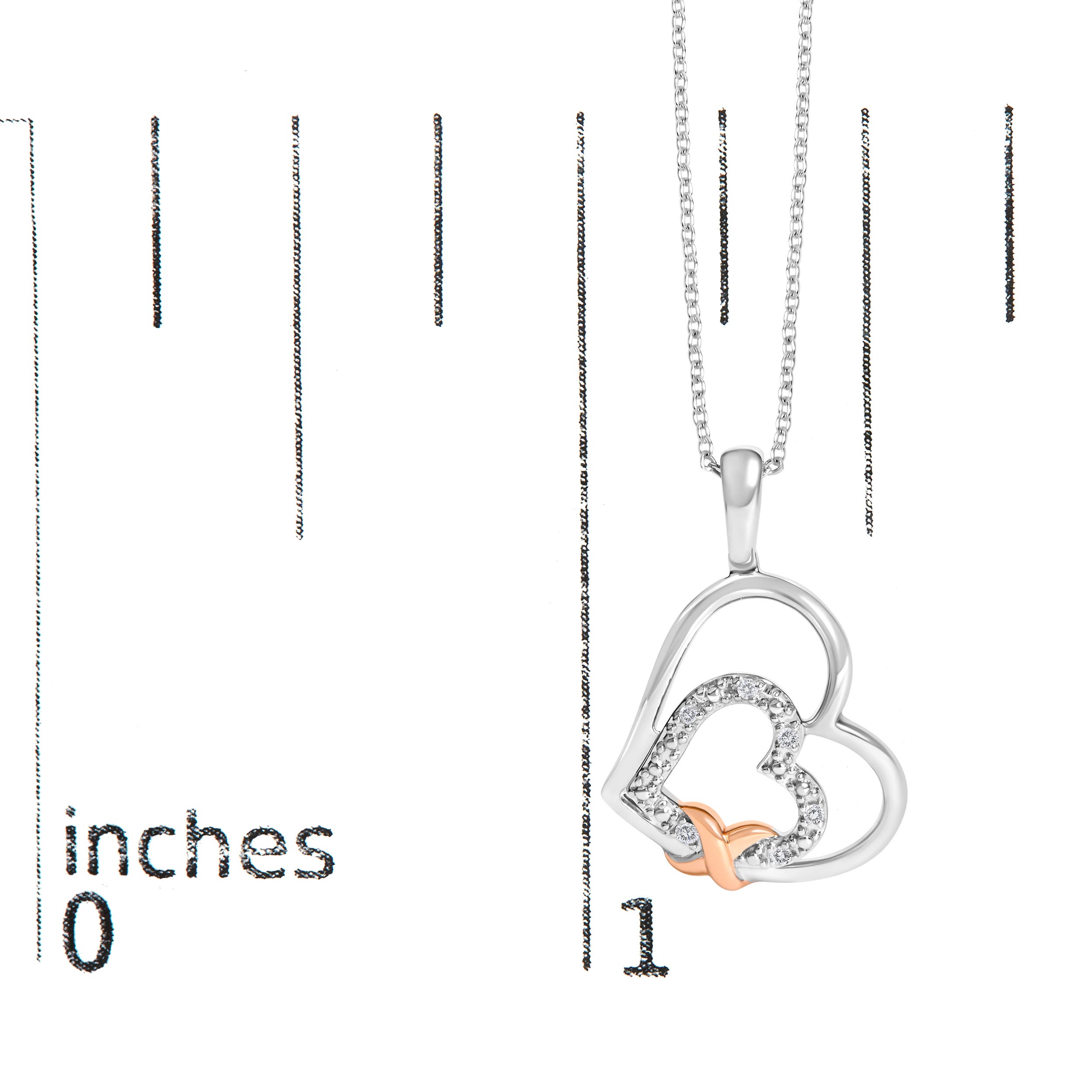 Haus of Brilliance .925 Sterling Silver Double Heart Pendant Necklace ...