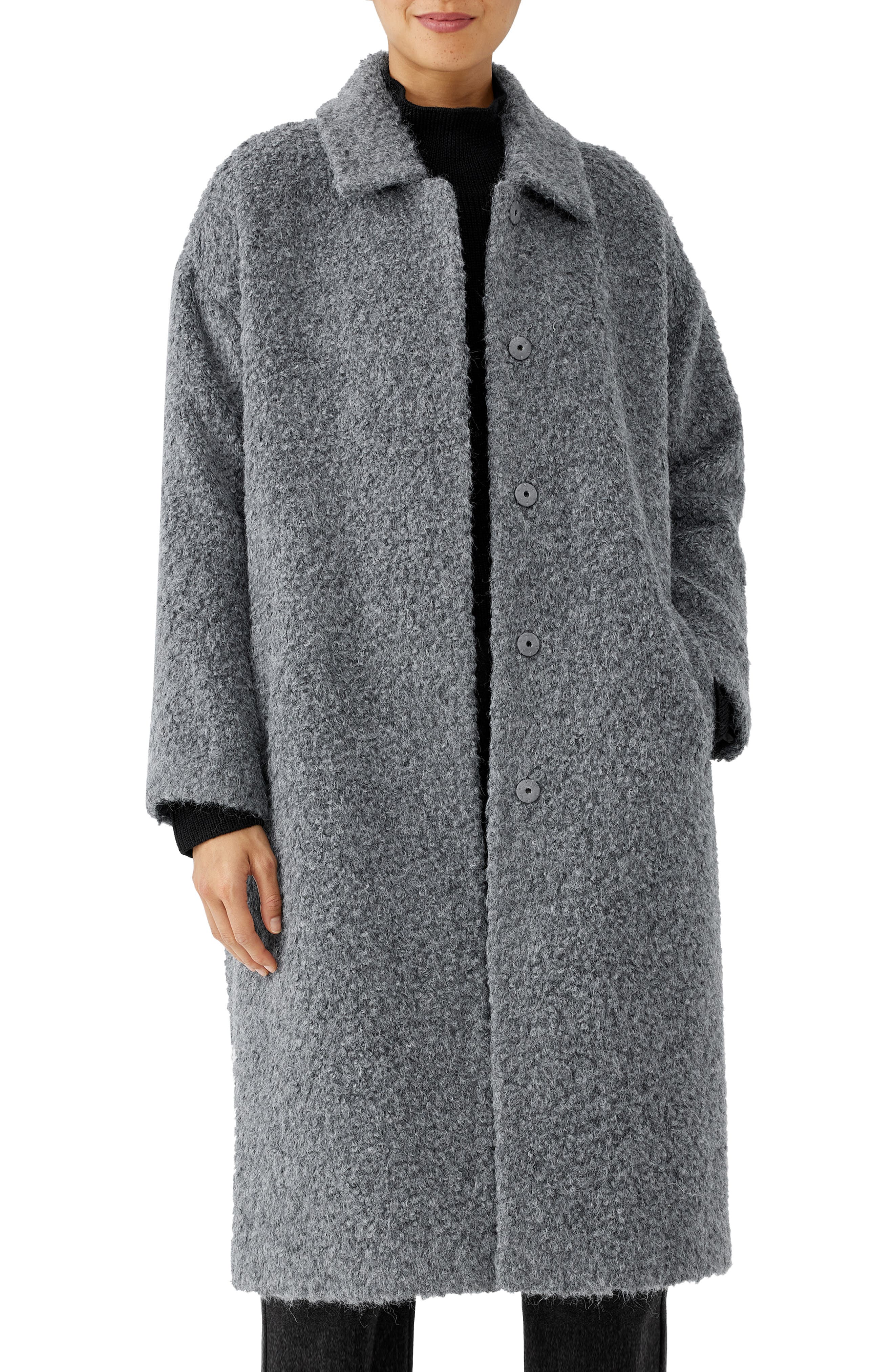 Eileen Fisher Classic Collar Alpaca Blend Bouclé Coat | Nordstrom