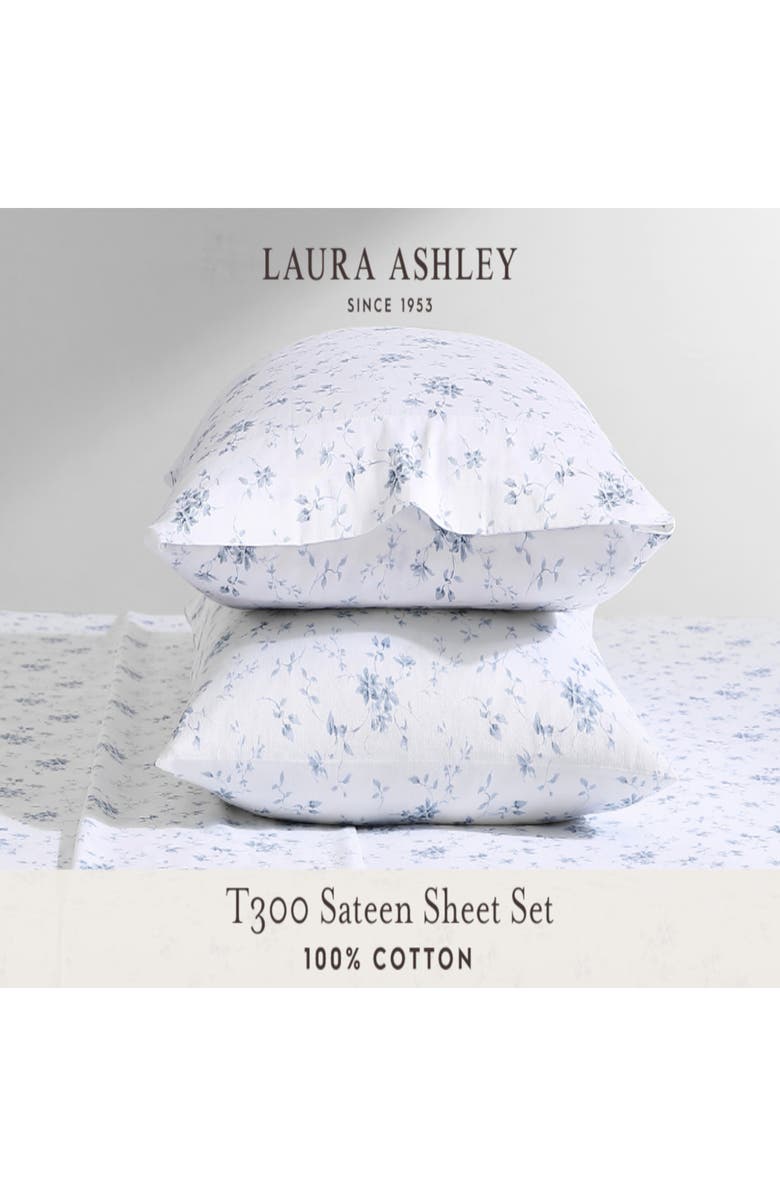 Laura Ashley Petite Fleur 300 Thread Count Cotton Sateen Sheet Set ...