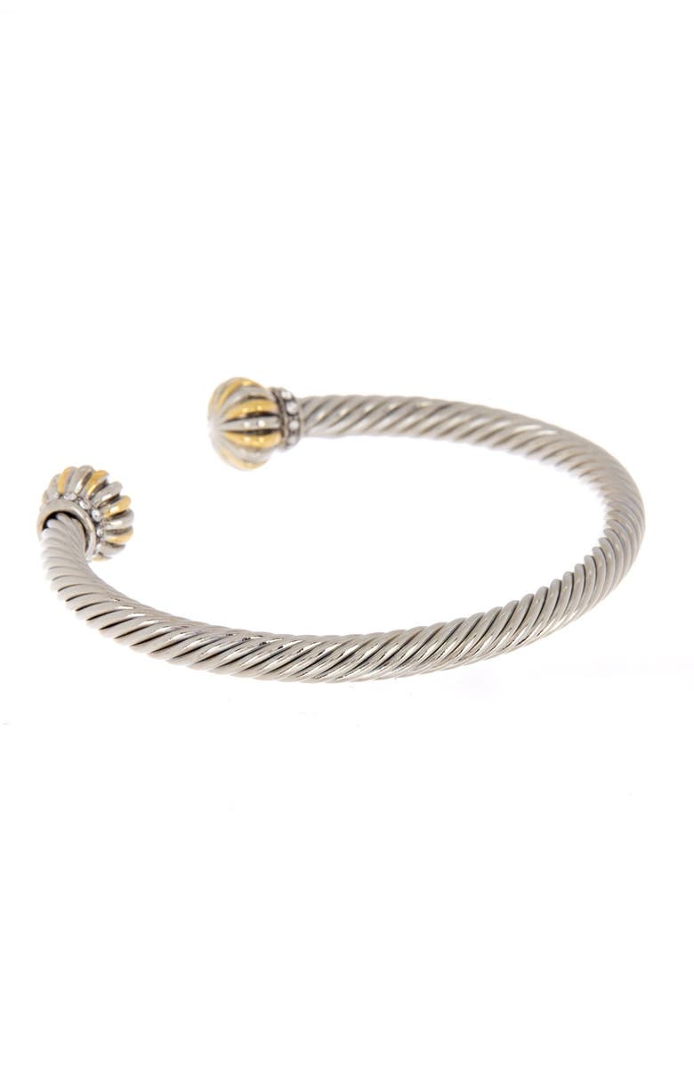 Juvell Two-Toned Twisted Cable CZ Cuff Bangle | Nordstromrack