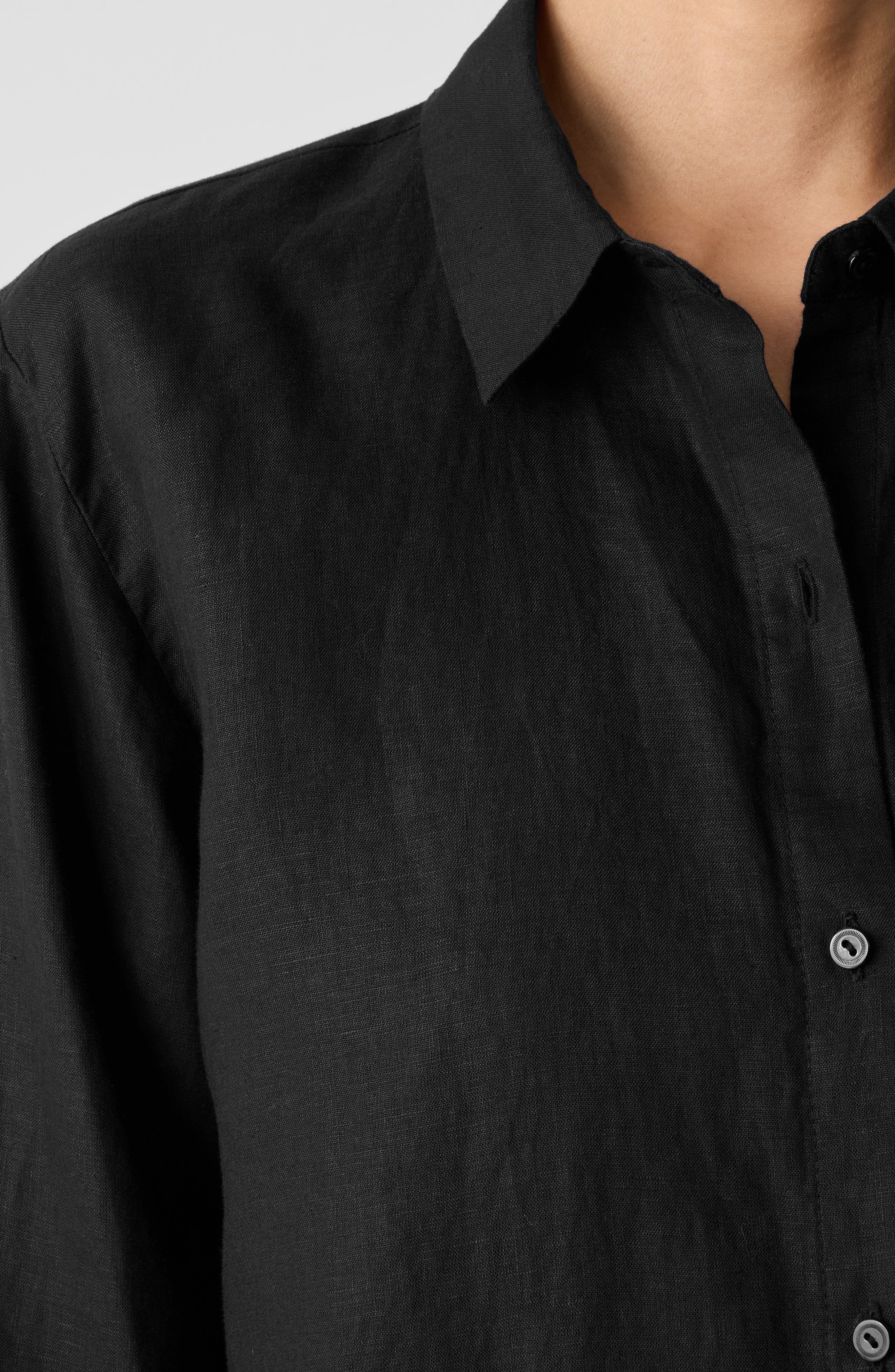 Eileen Fisher Classic Collar Organic Linen Long Button-Up Shirt | Nordstrom
