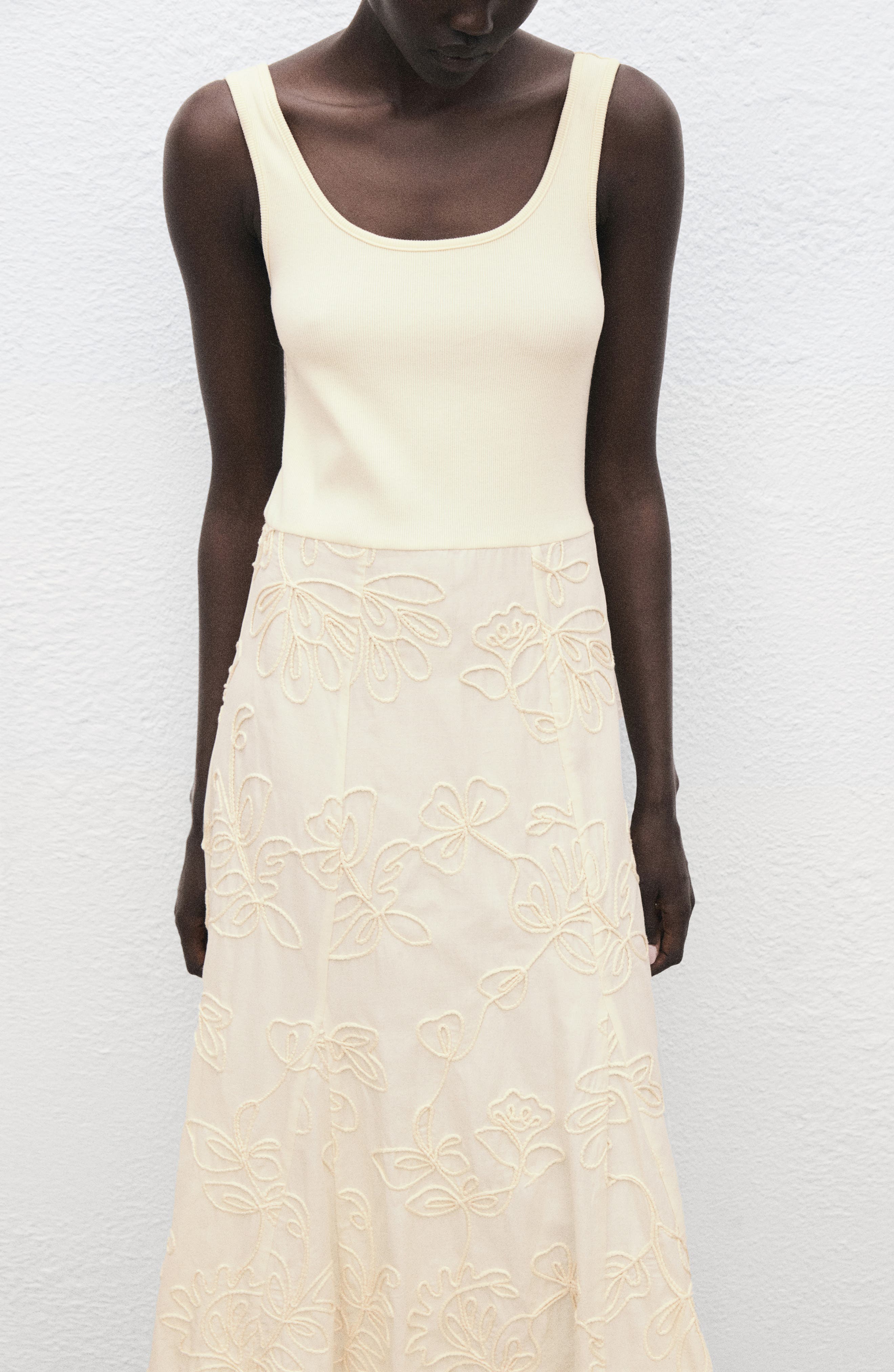 MANGO Floral Embroidery Tank Dress | Nordstromrack