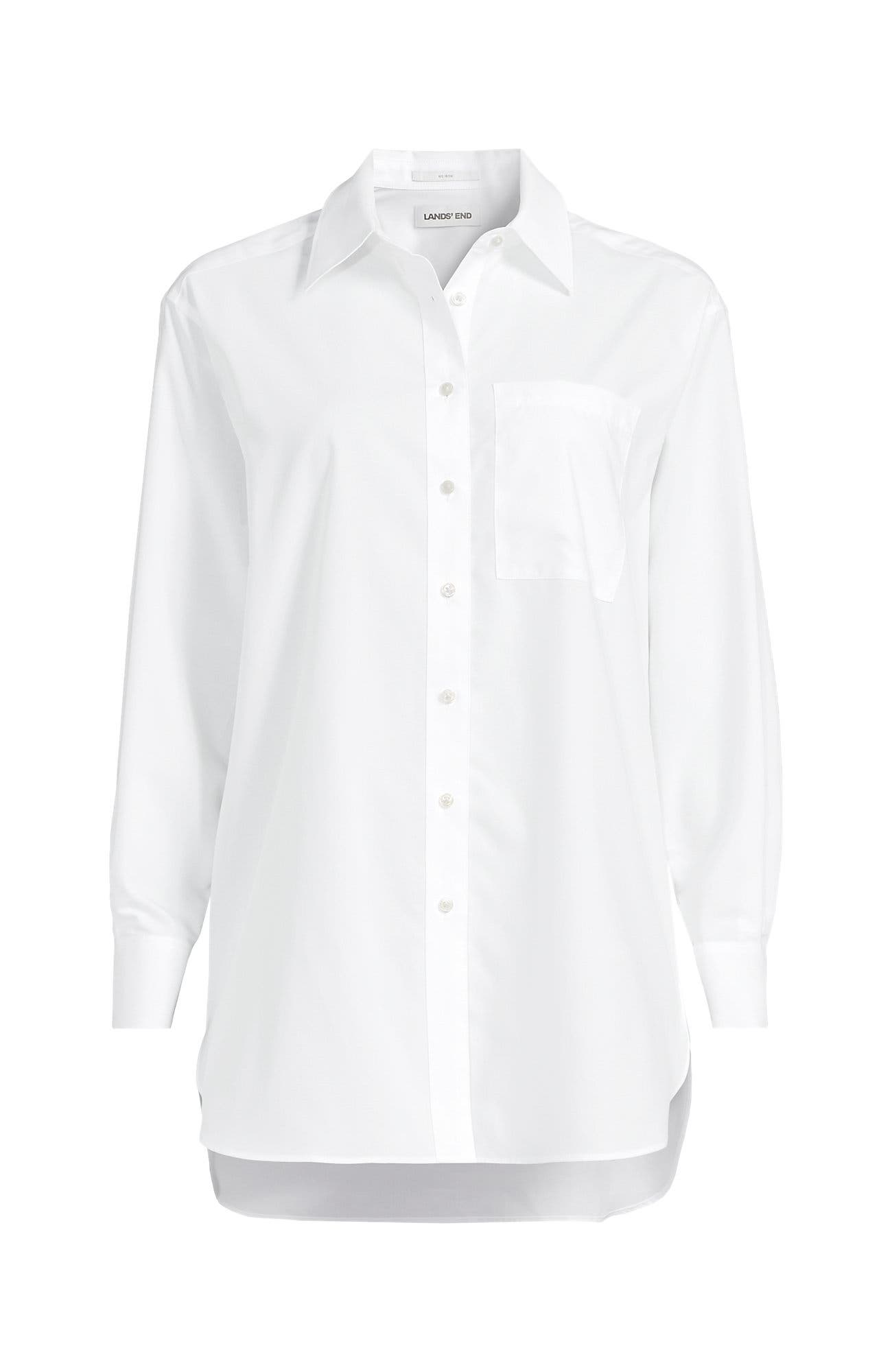Lands' End Plus Size Oversized No Iron Tunic with Statement Collar ...
