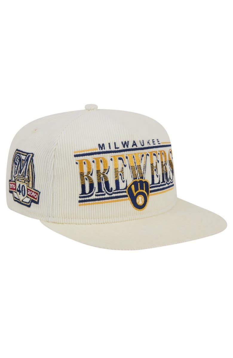New Era Men's New Era Cream Milwaukee Brewers Throwback Bar Golfer ...