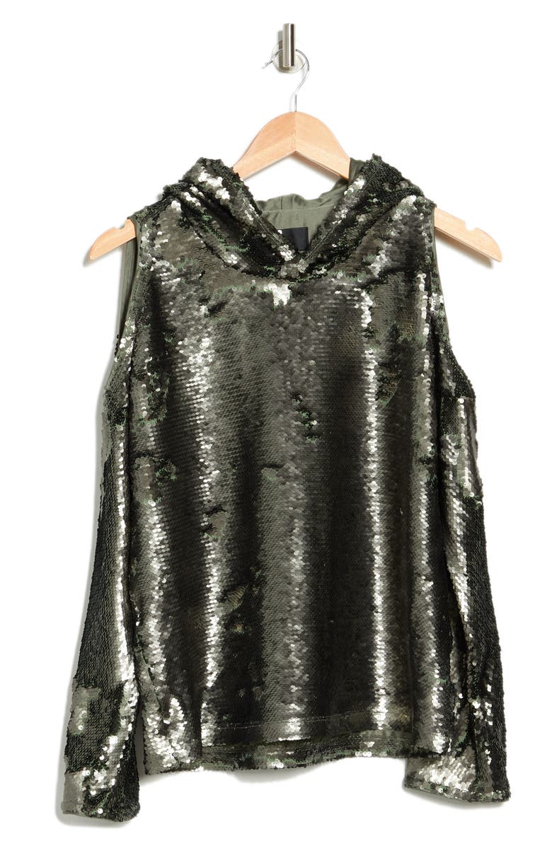 RtA Denim Juno Cut-Out Sequin Hoody | Nordstromrack
