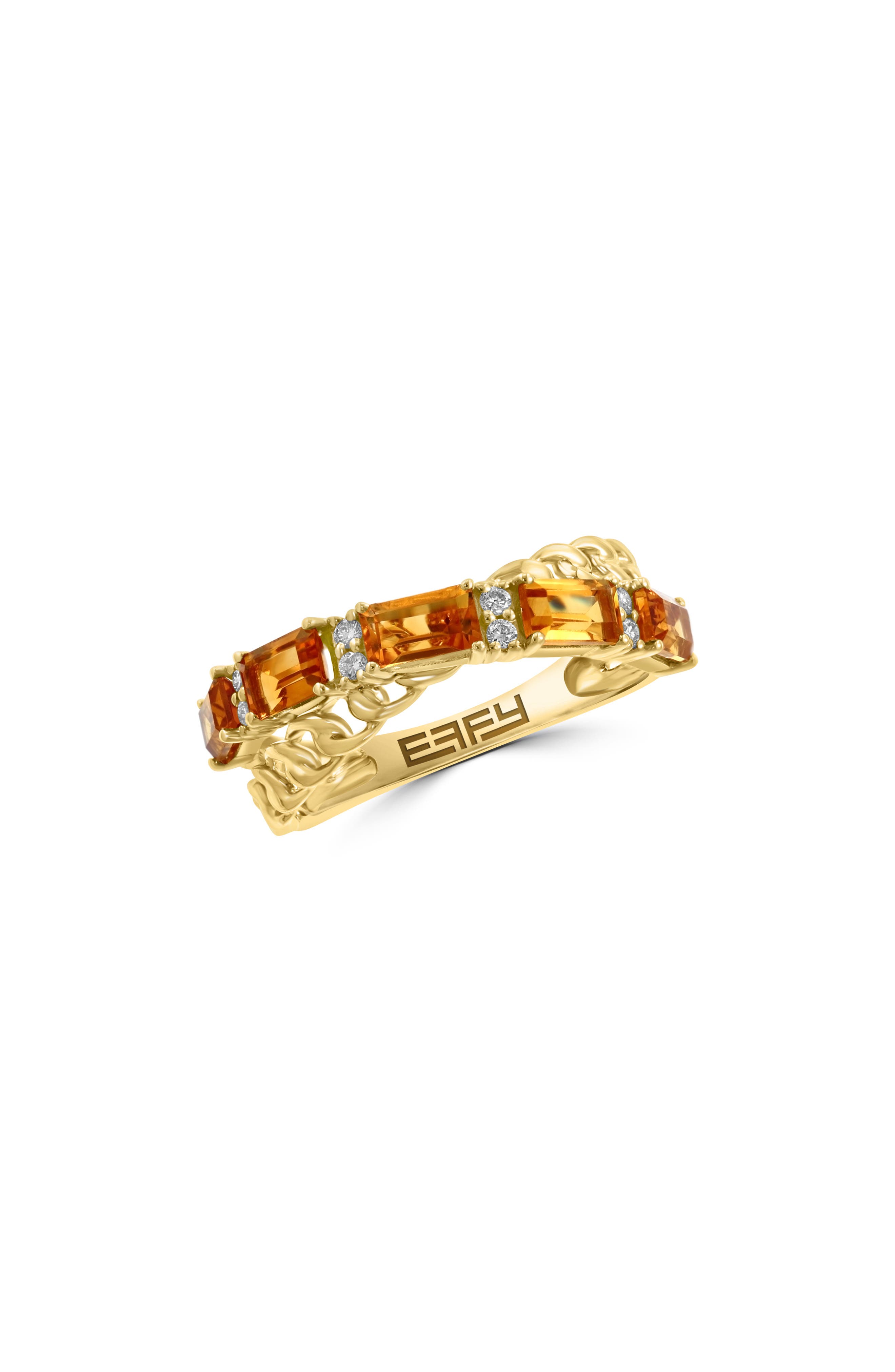 EFFY 14K Gold Diamond & Citrine Double Band Ring | Nordstromrack