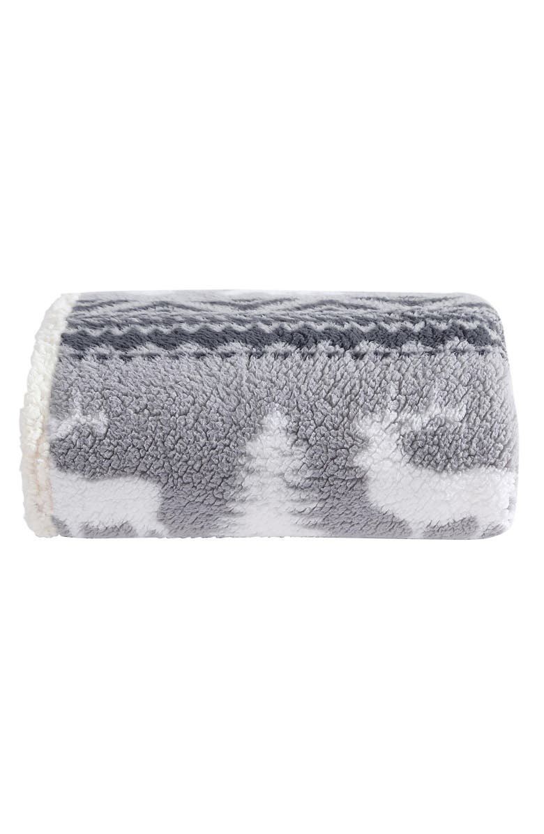Eddie Bauer Woodland Fair Isle Plush Plaid Faux Shearling Throw Blanket ...