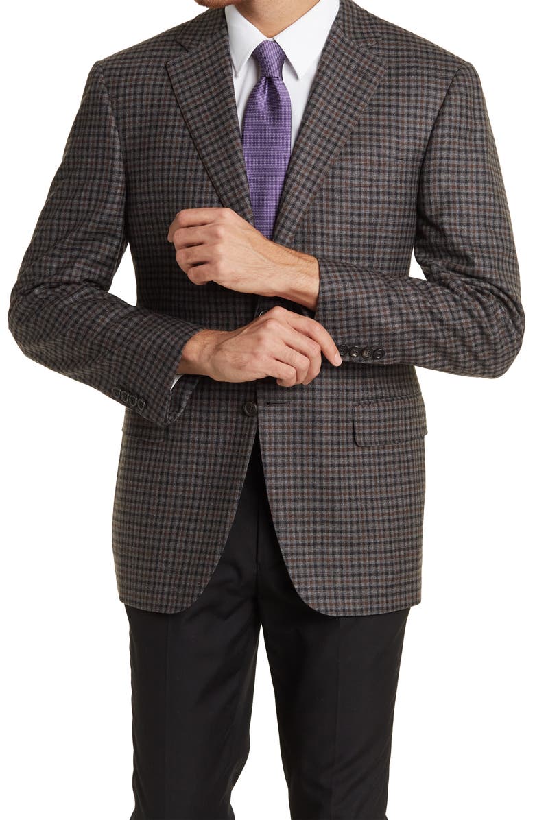 Canali Charcoal Check Print Two Button Notch Lapel Wool Sport Coat ...
