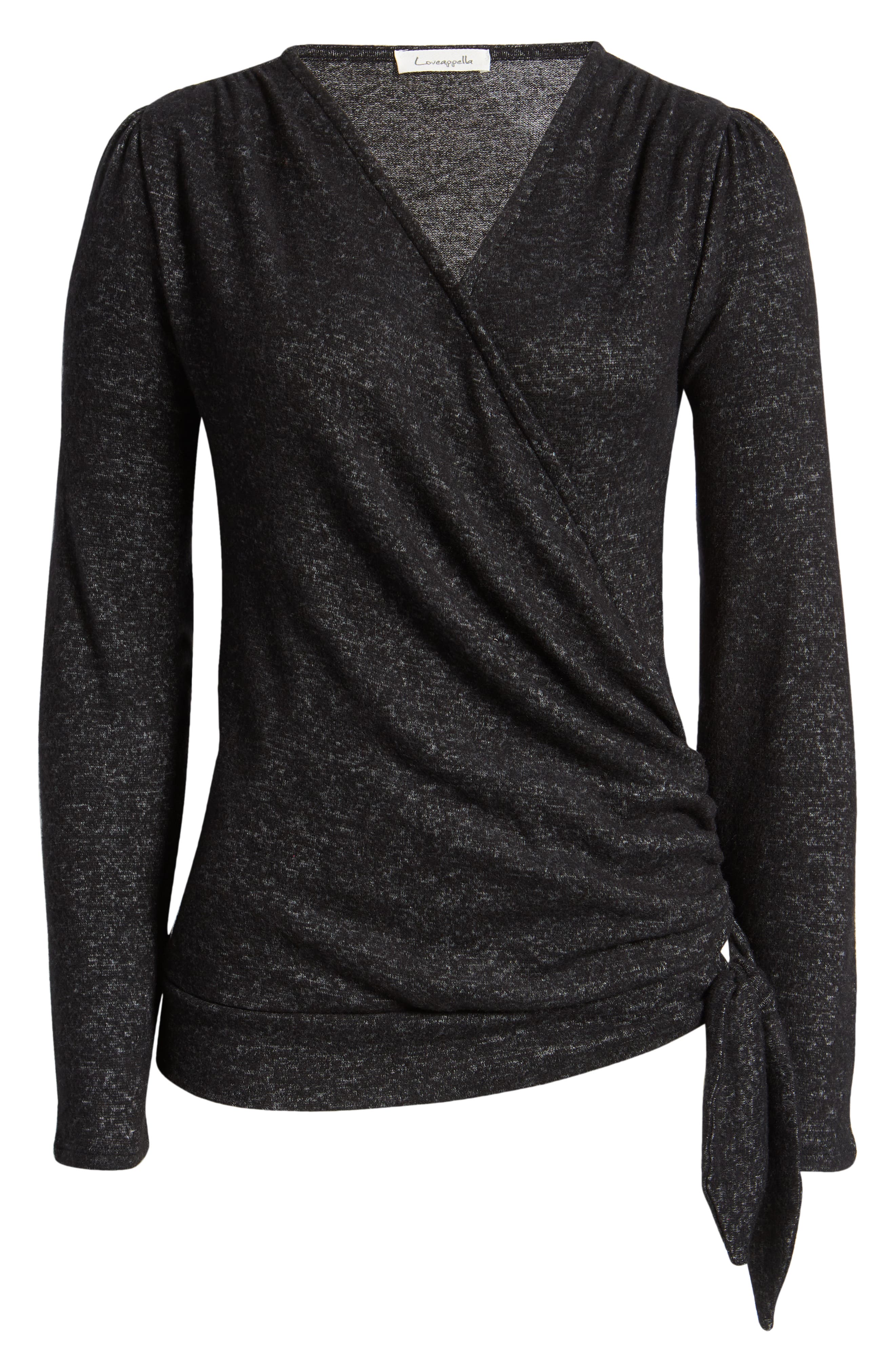 Loveappella Long Sleeve Faux Wrap Top | Nordstrom