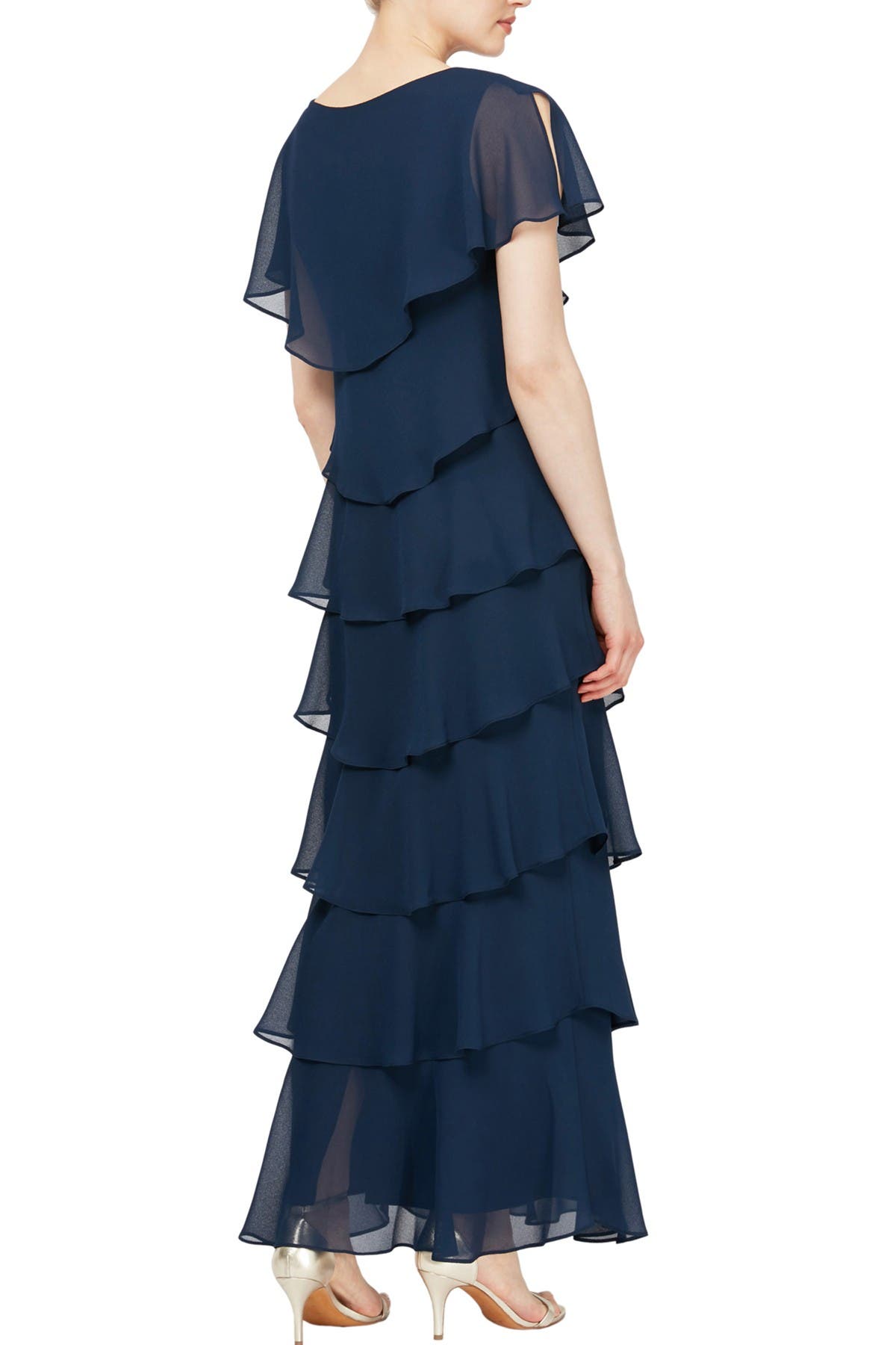SL FASHIONS Georgette Tier Bust Embellish Dress | Nordstromrack