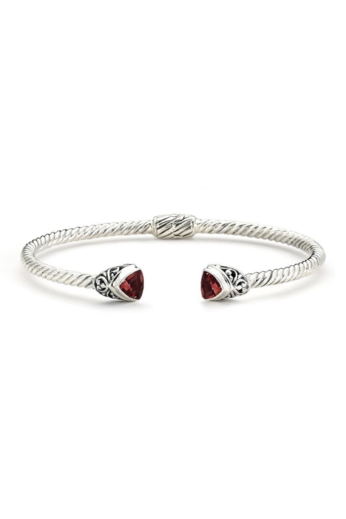 SAMUEL B. Trillion Cut Garnet End Twisted Cable Hinge Bangle Bracelet ...