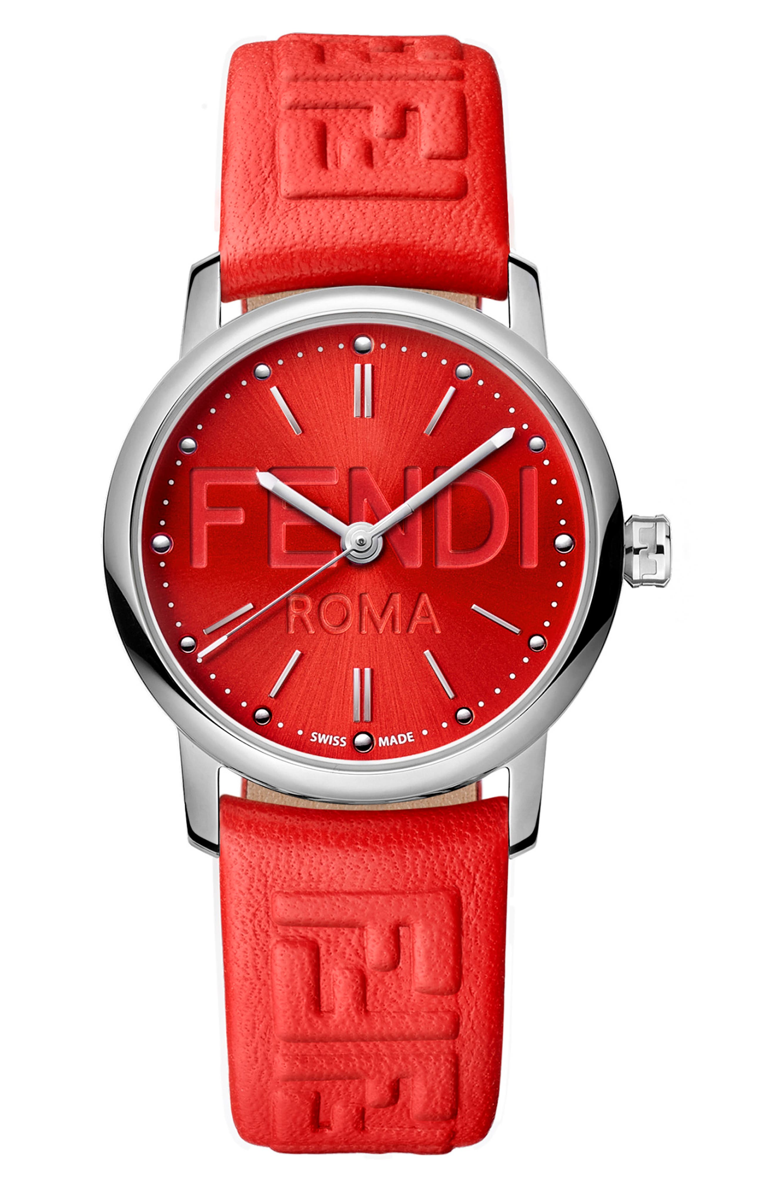 Fendi Forever Fendi Swiss Quartz Leather Strap Watch, 29mm | Nordstromrack