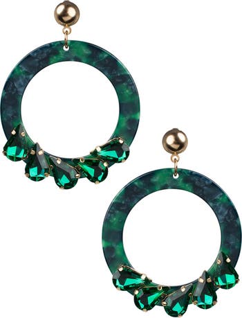 JARDIN Teardrop Crystal Resin Hoop Drop Earrings | Nordstromrack