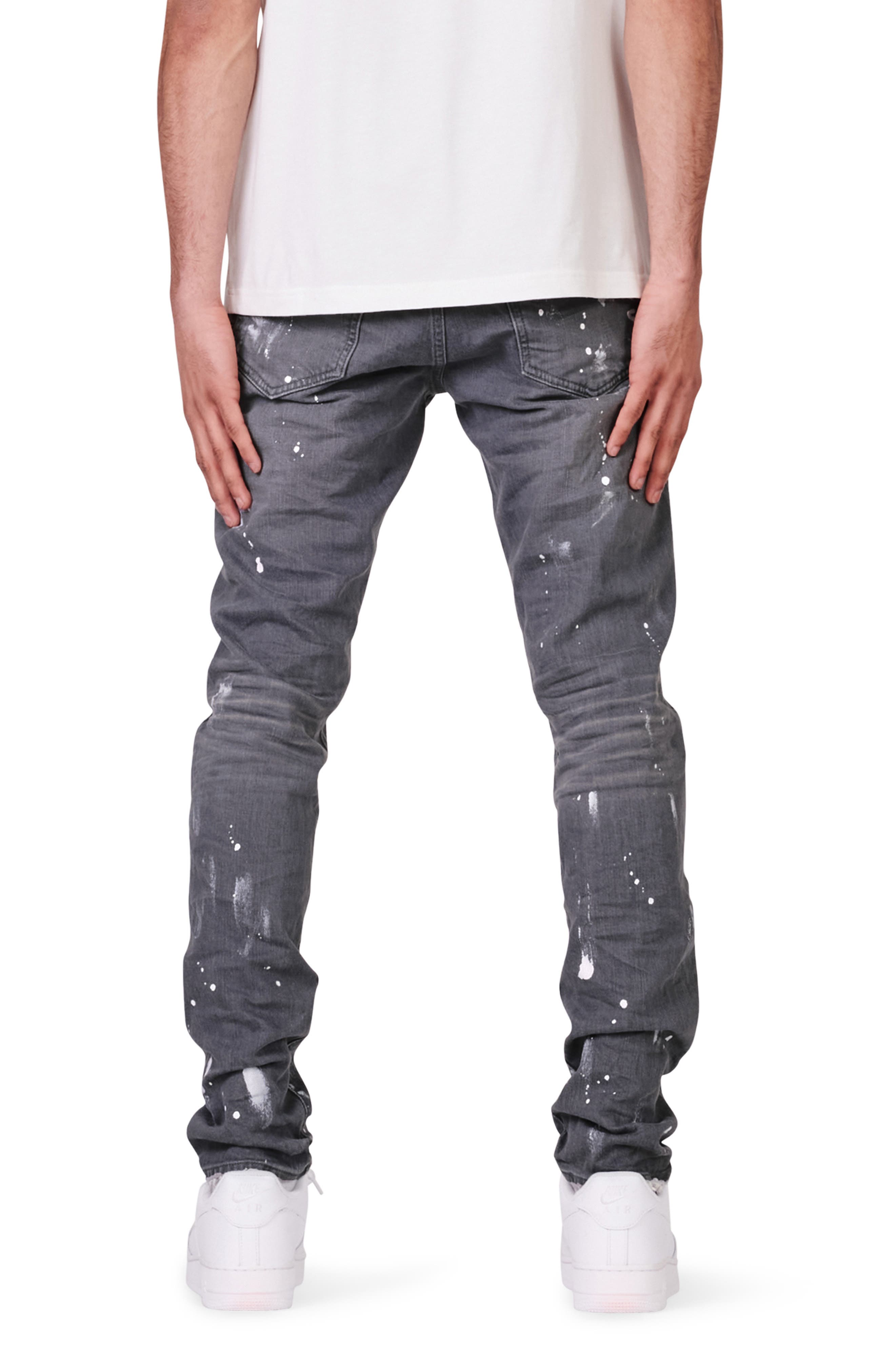 PURPLE BRAND Painted Ripped Knee Slit Skinny Jeans | Nordstromrack