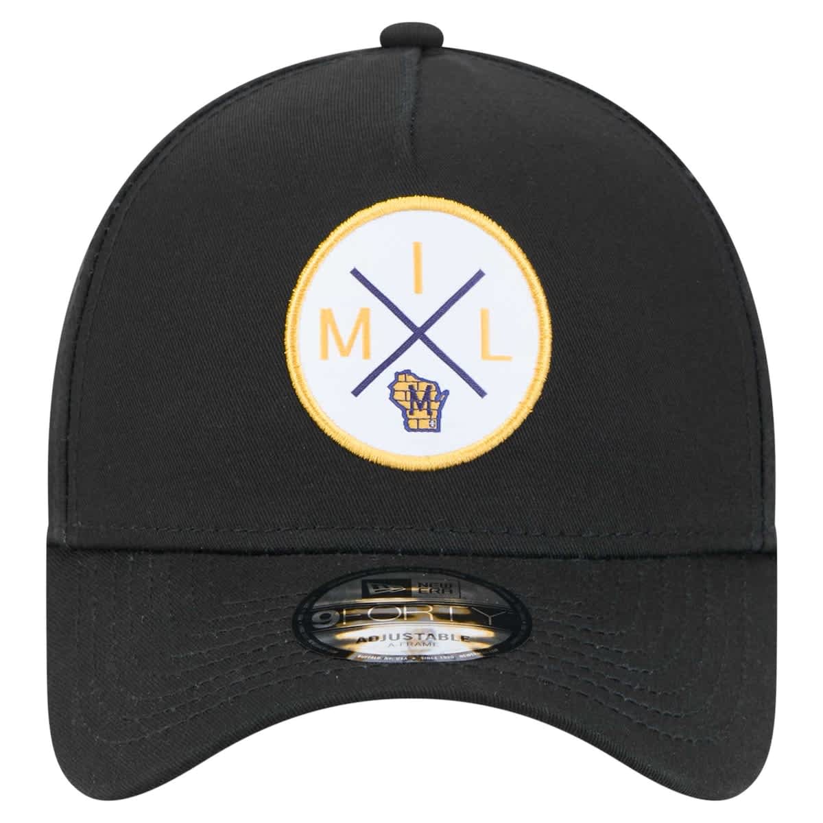 Men's New Era Black Milwaukee Brewers 9FORTY A-Frame Adjustable Hat ...