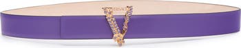 Versace Virtus Crystal Buckle Leather Belt | Nordstrom