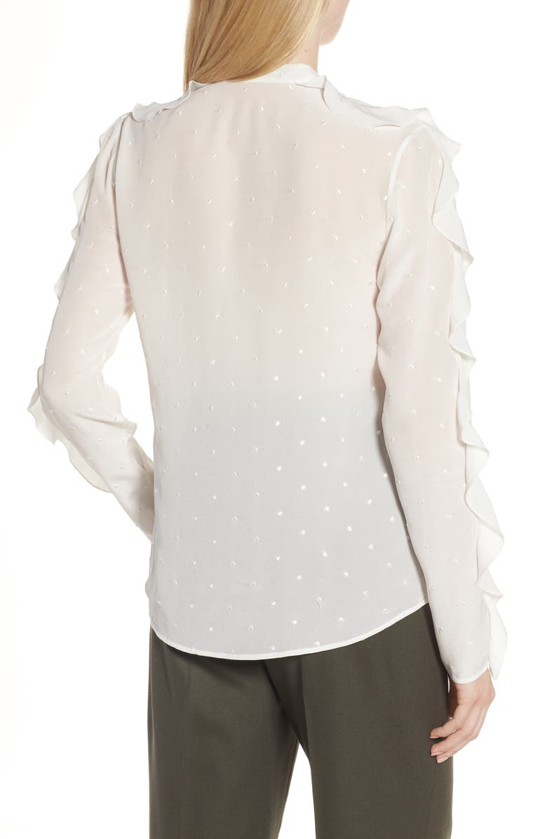 Lewit Ruffle Detail Embroidered Silk Blouse | Nordstromrack