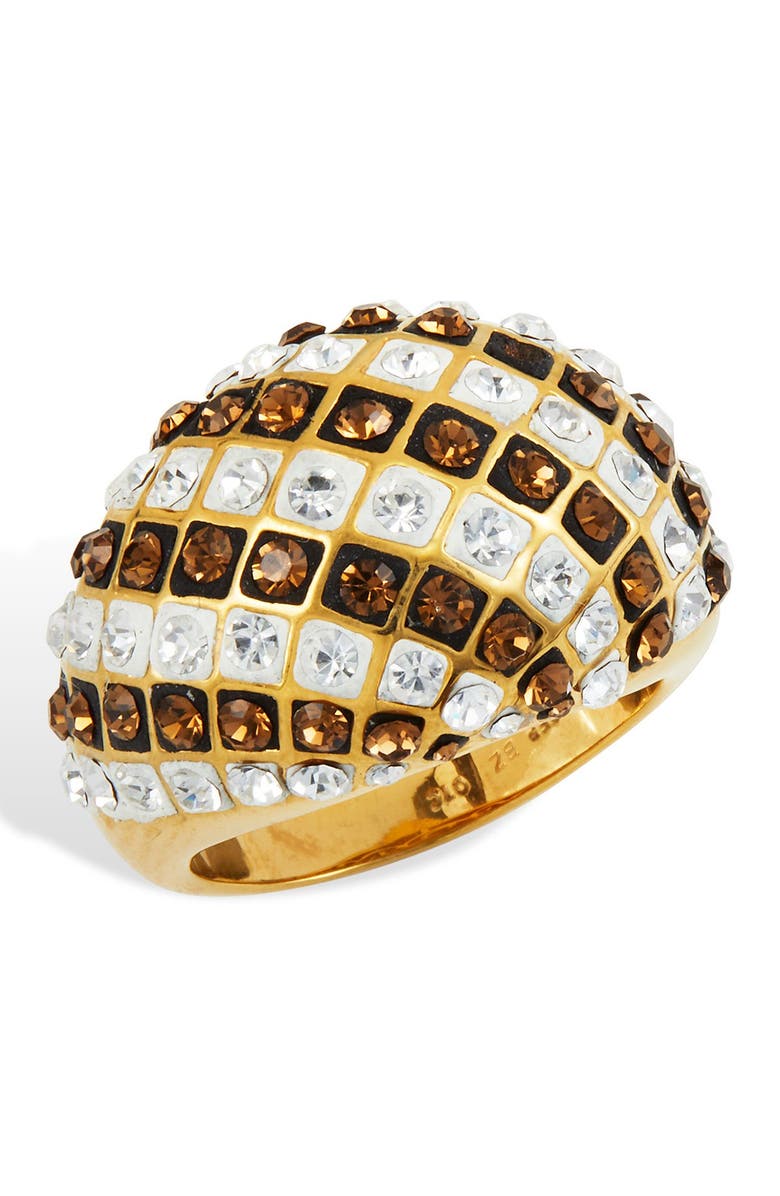 SAVVY CIE JEWELS 18K Yellow Gold Plated Italian Crystal Dome Ring ...